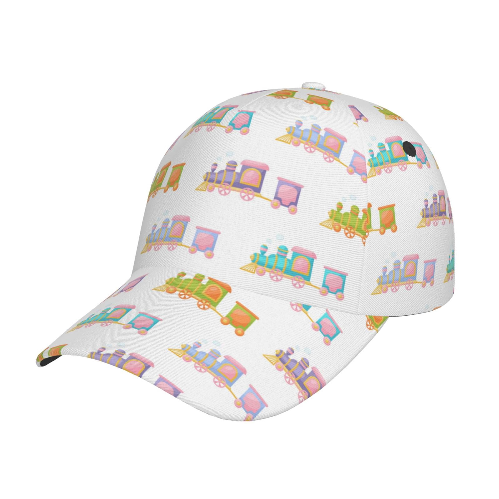 Baseball Cap - Cartoon Train Pattern Adjustable Size Hats For Men And ...