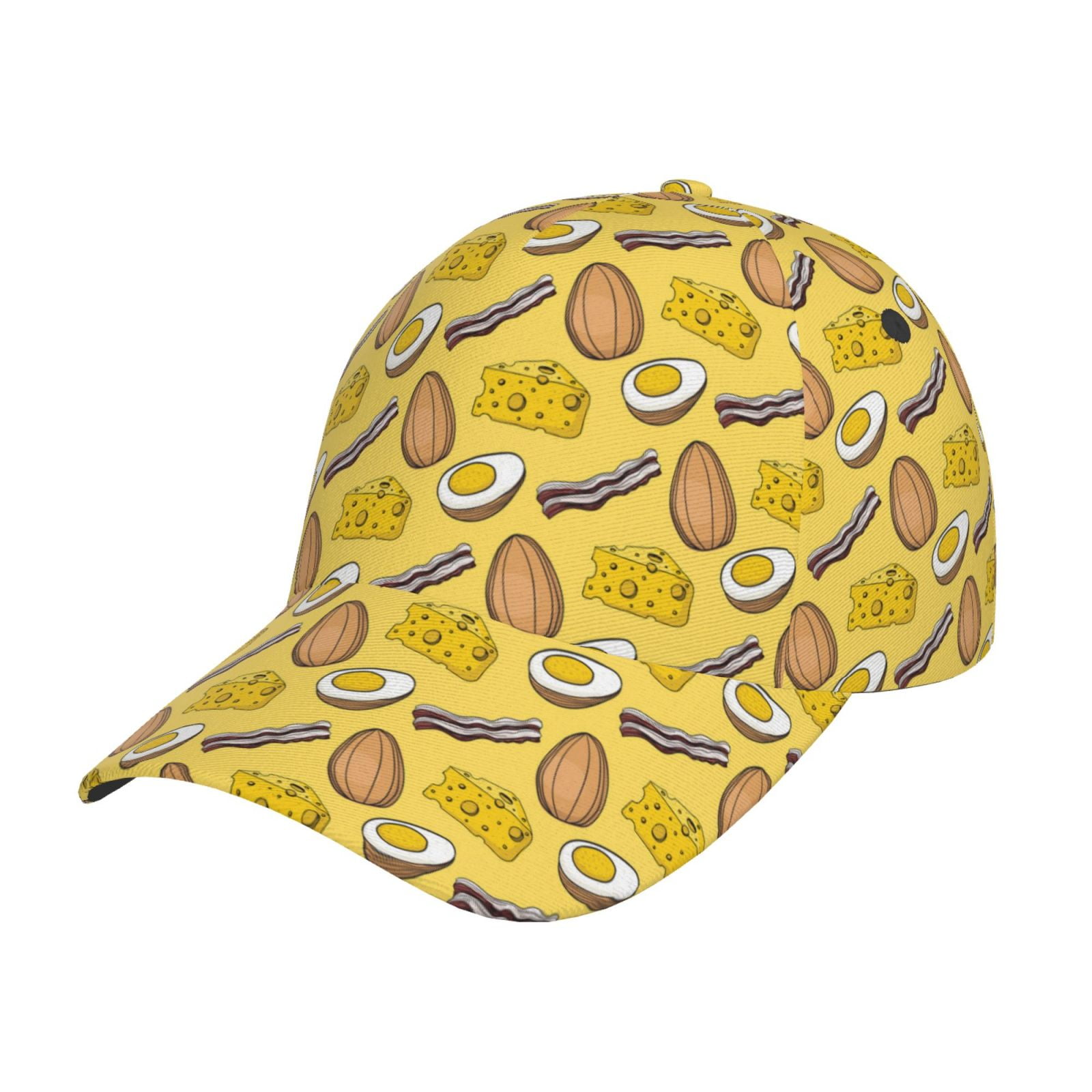 Baseball Cap, Cheese Egg Bacon Print Yellow Hats For Men Women Low ...