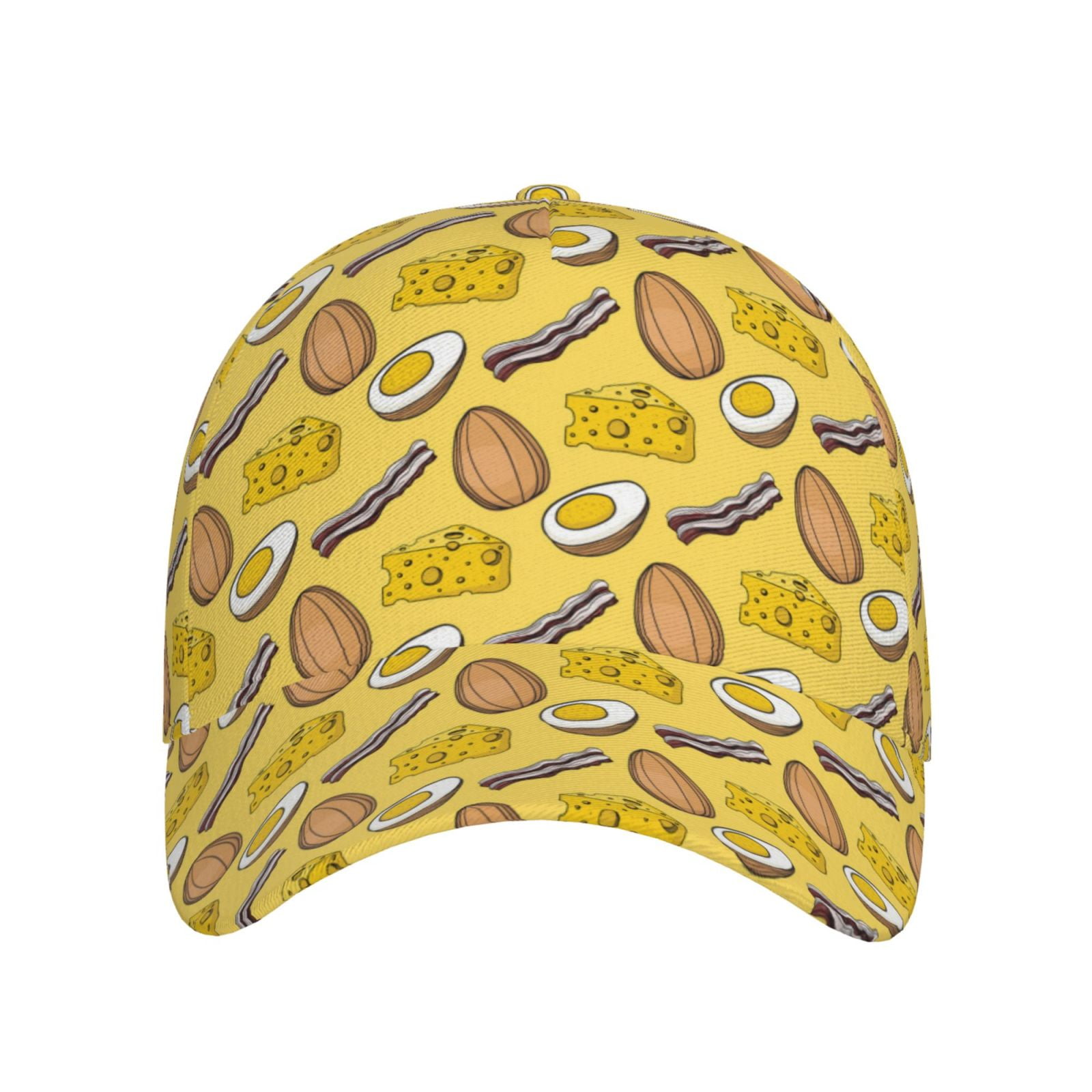 Baseball Cap, Cheese Egg Bacon Print Yellow Trucker Hats Women Dad Hat ...