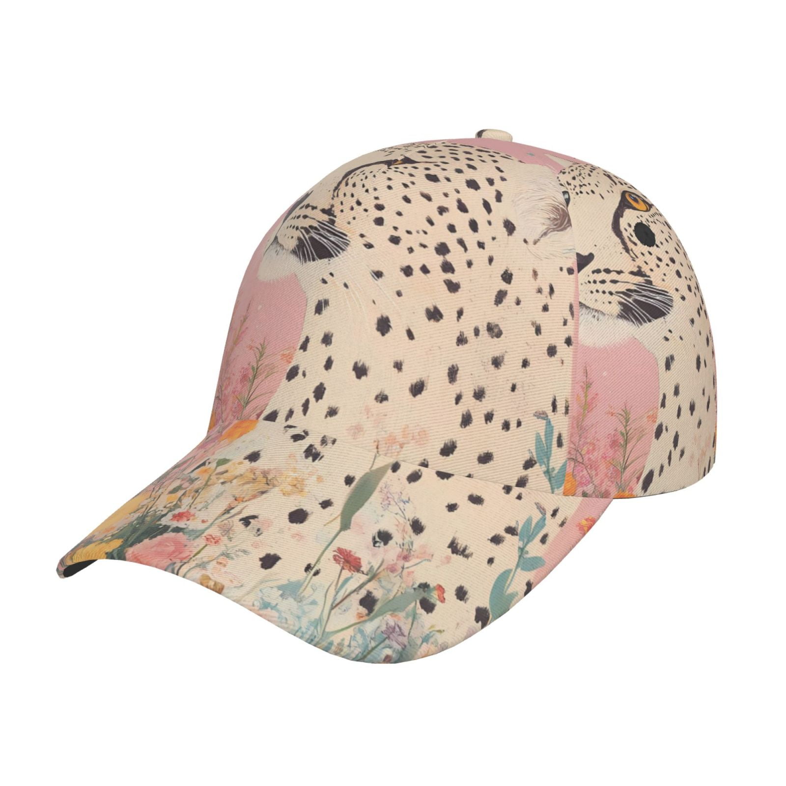 Baseball Cap, Cheetah in Floral Pink Sun Hats for Men Women, Adjustable ...