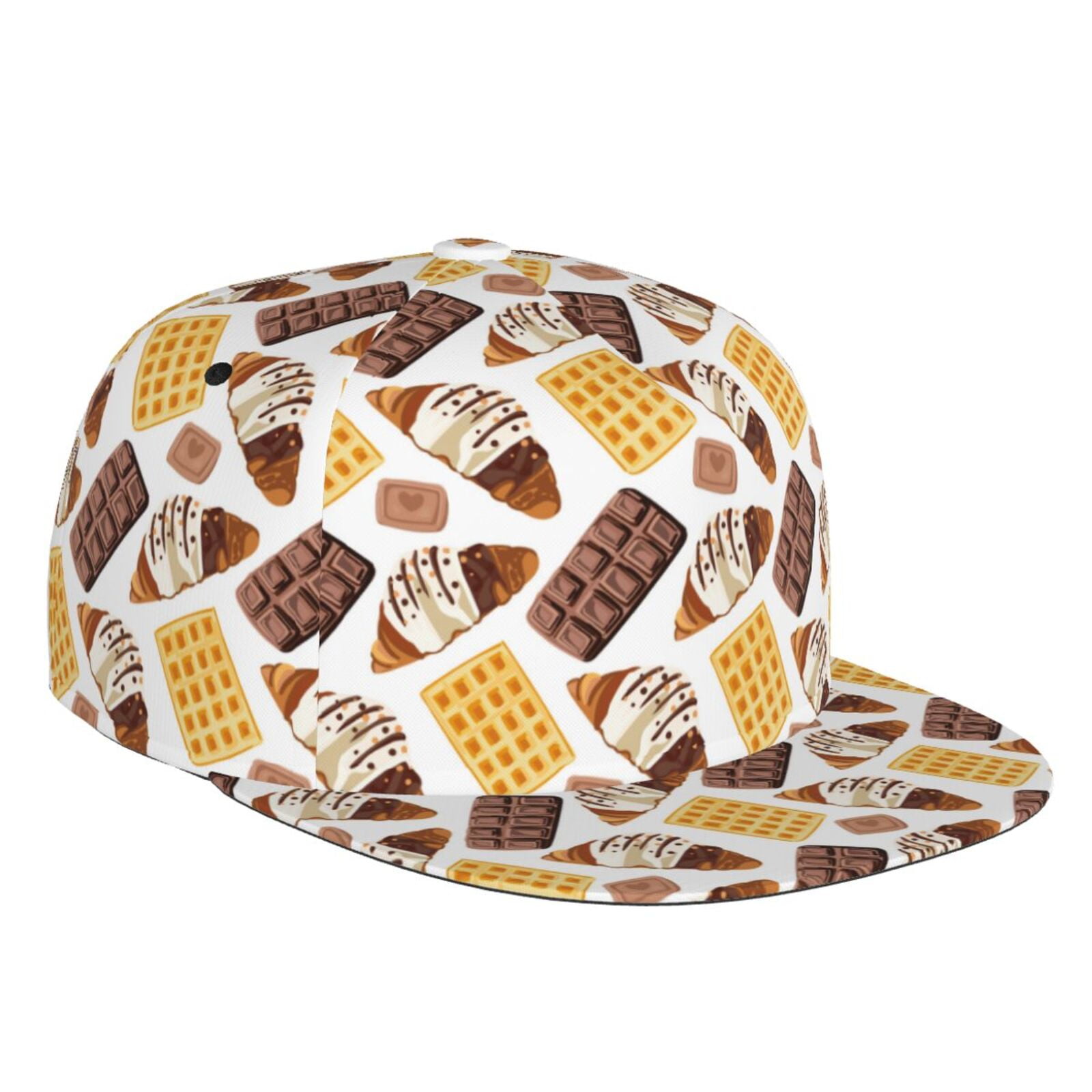 Baseball Cap Chocolate Bread Waffle Print Flat Brim Hats for Men and ...