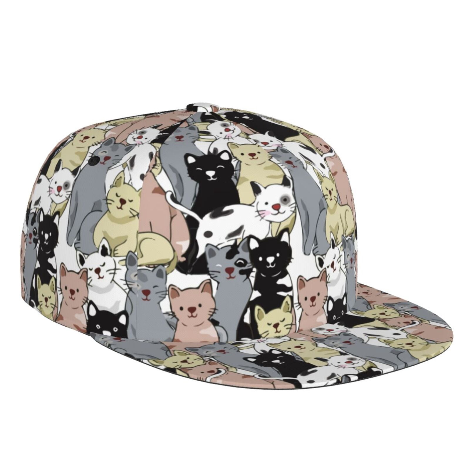 Baseball Cap Classic Cute Cartoon Cat_A Flat Brim Hats for Men and ...