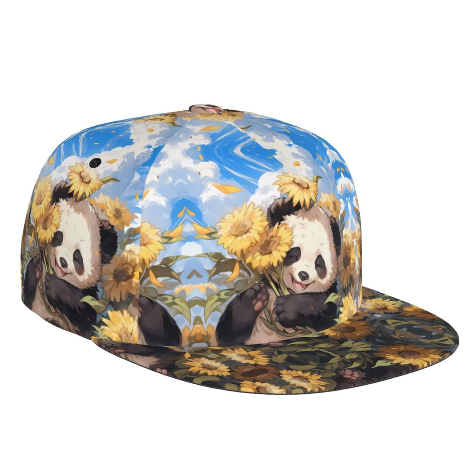 Baseball Cap Clear Sky cute Sunflower Panda Flat Brim Hats for Men and ...