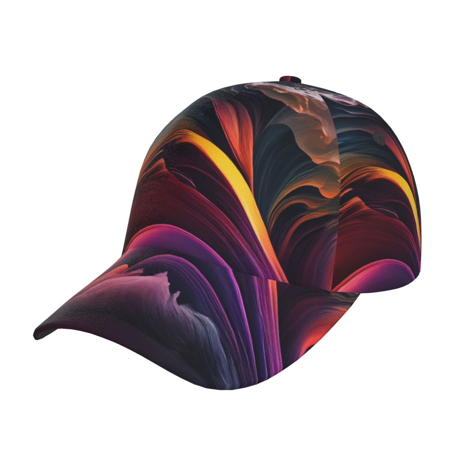 Baseball Cap - Colorful Abstract Wave Motion Adjustable Size Hats For ...