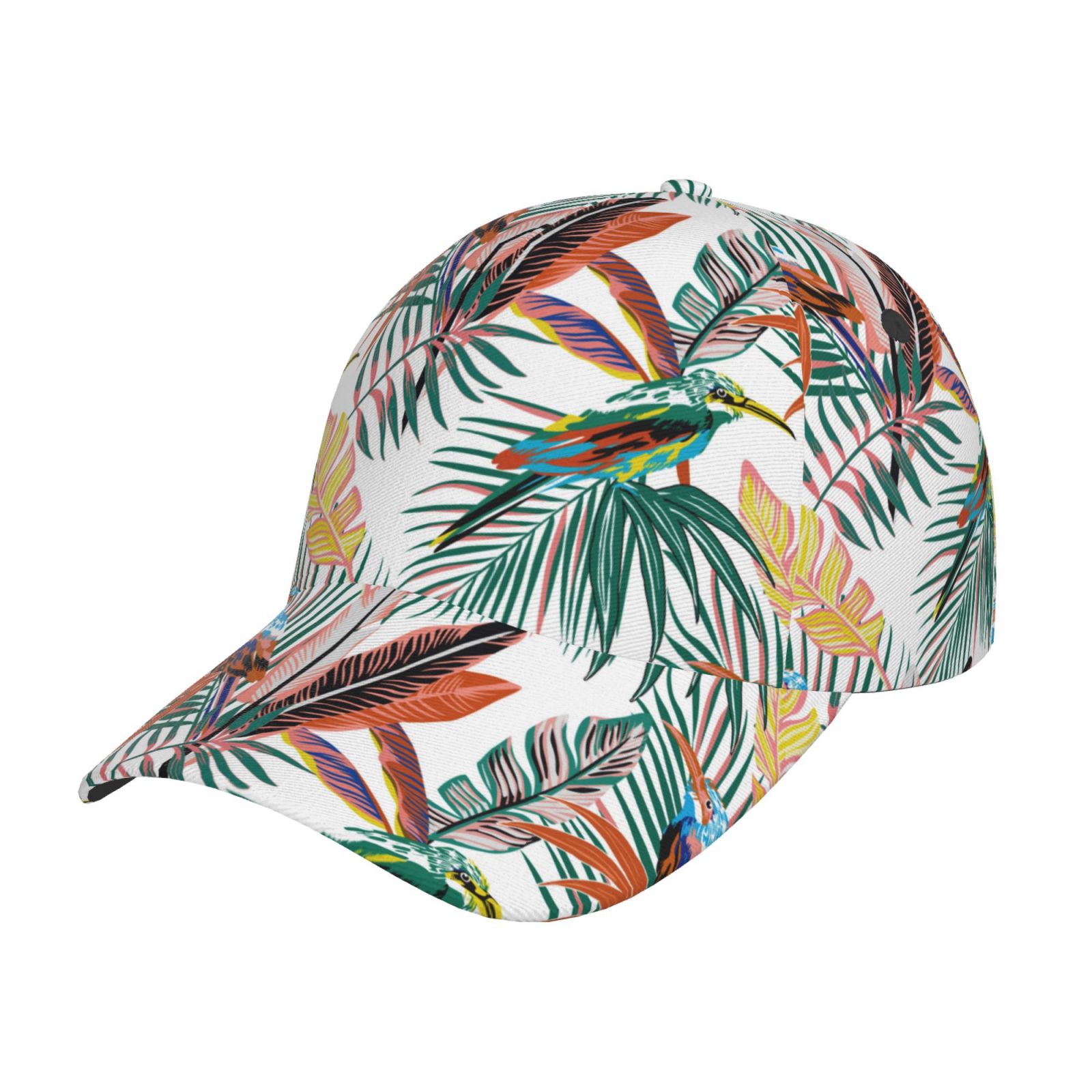 Baseball Cap - Colorful Bird Palm Leaves Adjustable Size Hats For Men ...