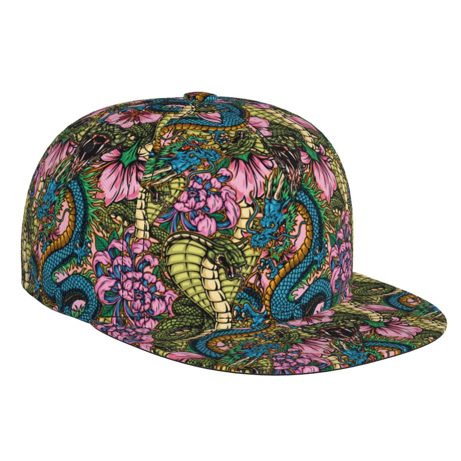 Baseball Cap - Colorful Cobra Dragon Flower Hats for Men/Women Low ...