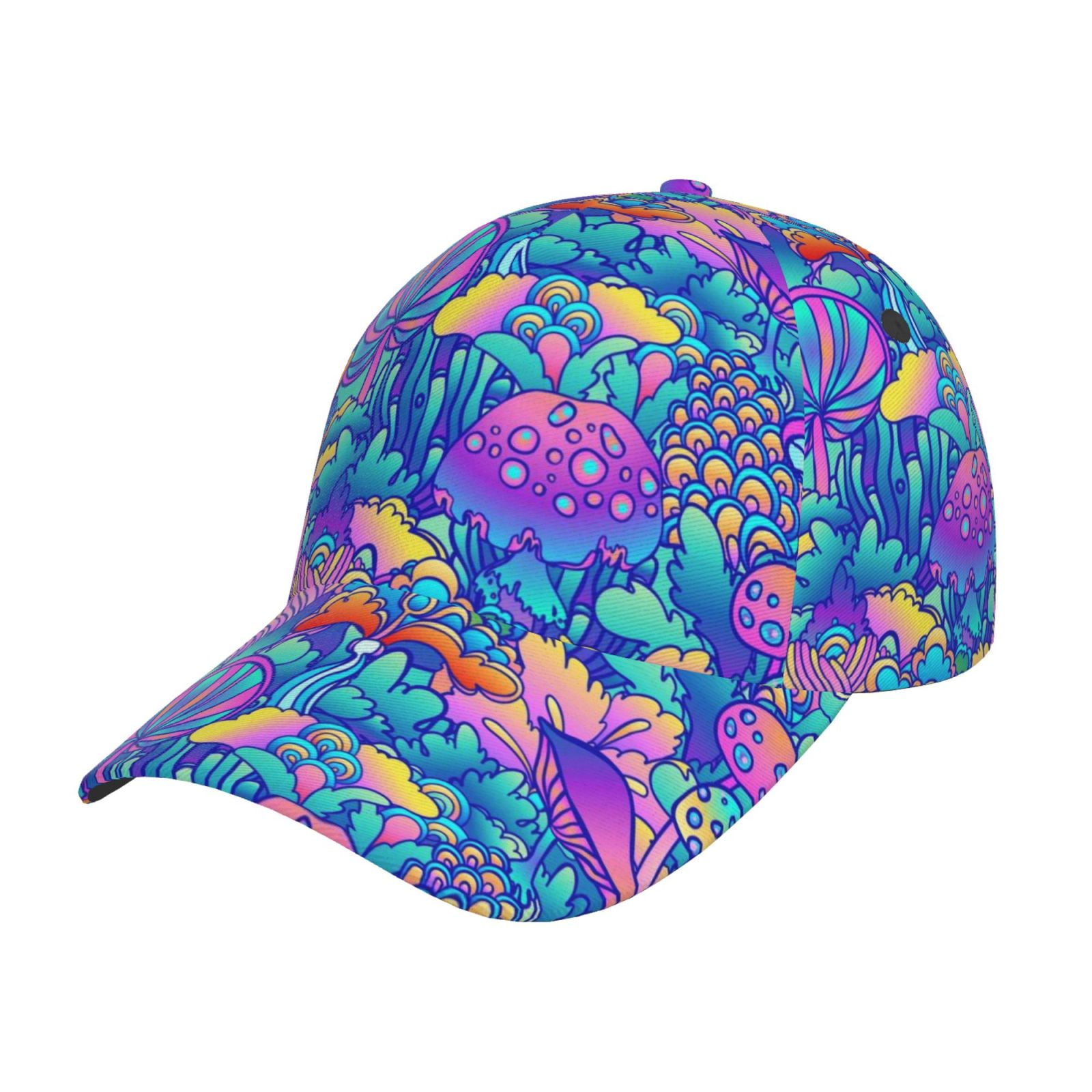 Baseball Cap - Colorful Mushrooms Adjustable Size Hats For Men And ...