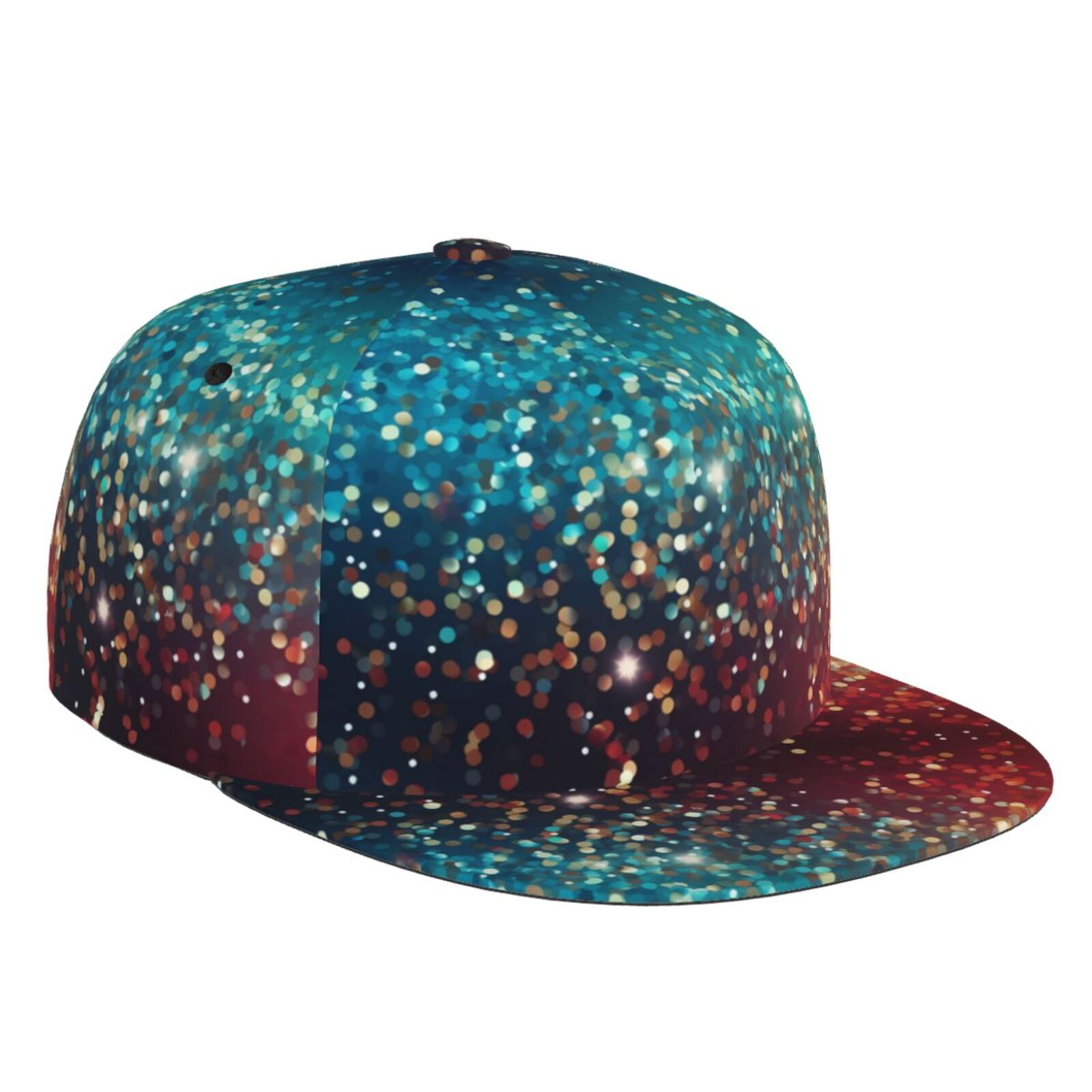 Baseball Cap Colorful Rainbow Glitter Flat Brim Hats for Men and Women ...