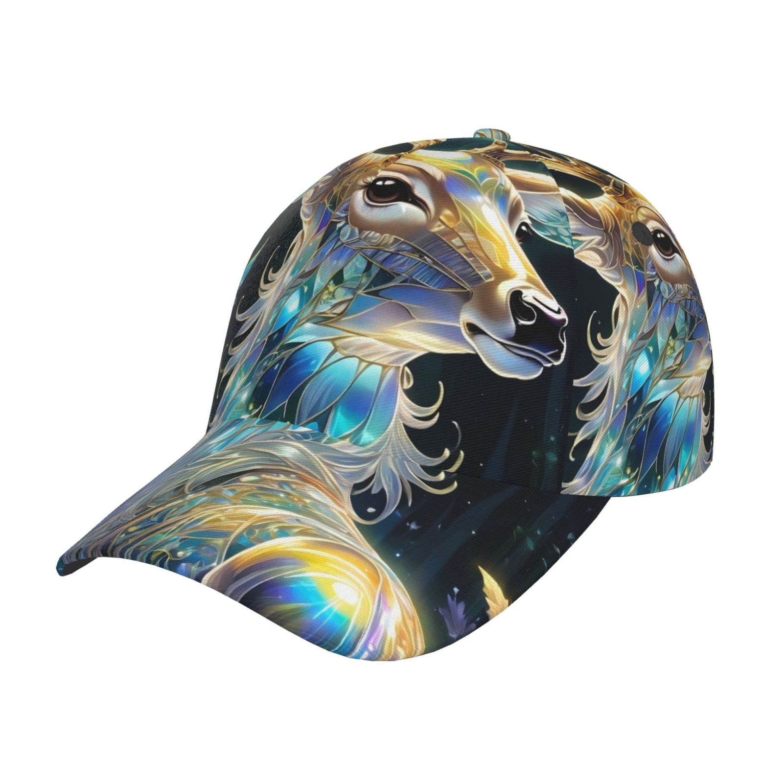 Baseball Cap - Colorful Stained Glass Deer Adjustable Size Hats For Men ...