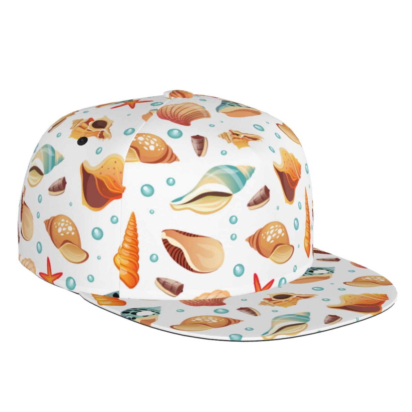 Baseball Cap Conch Shells Print No.9033 Flat Brim Hats for Men and ...