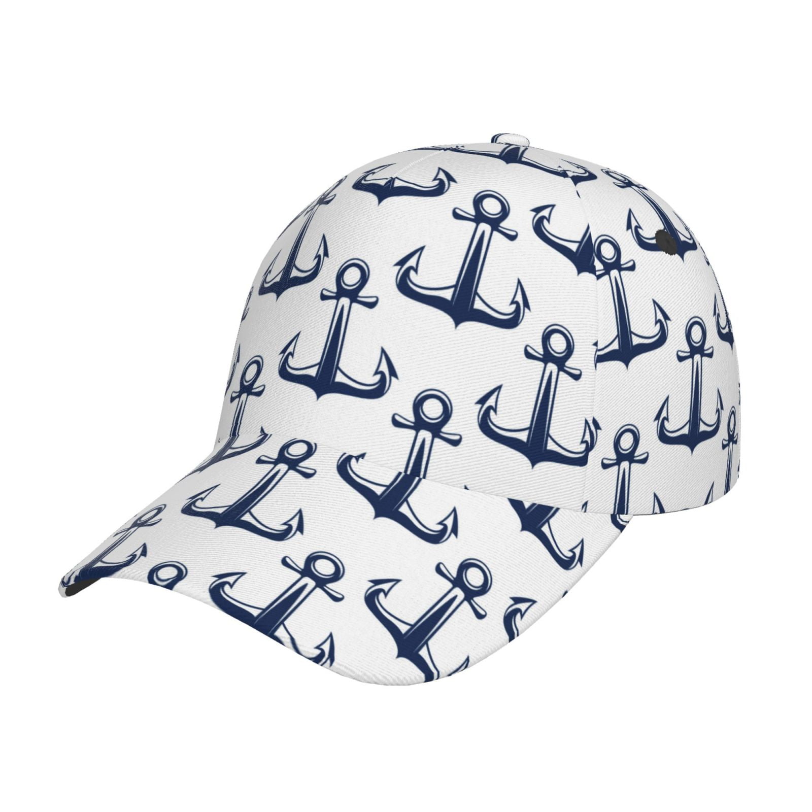 Baseball Cap - Cool Blue Anchors White Adjustable Size Hats For Men And ...