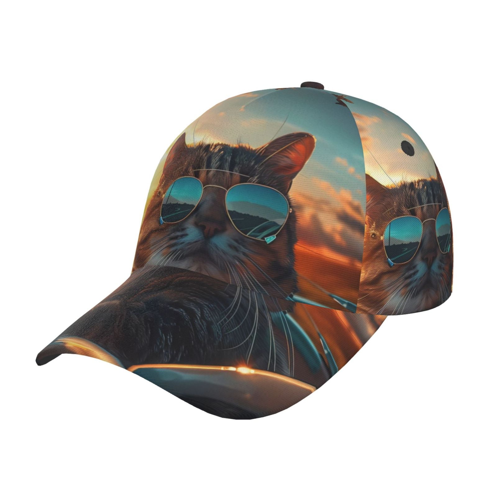 Baseball Cap, Cool Cat Driving Sunset Trucker Hats Women Dad Hat for ...