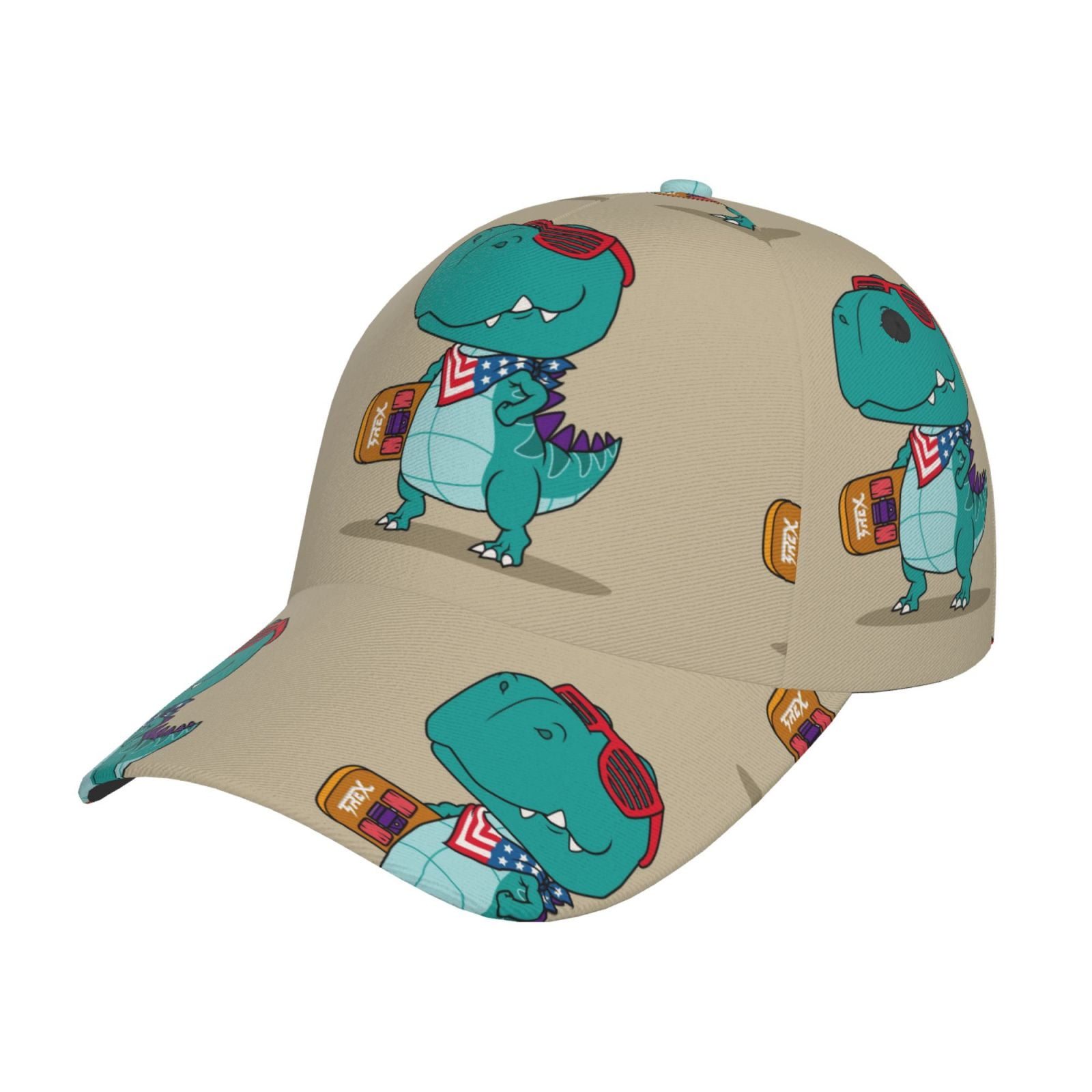 Baseball Cap - Cool Dino Playing Skateboard Adjustable Size Hats For ...