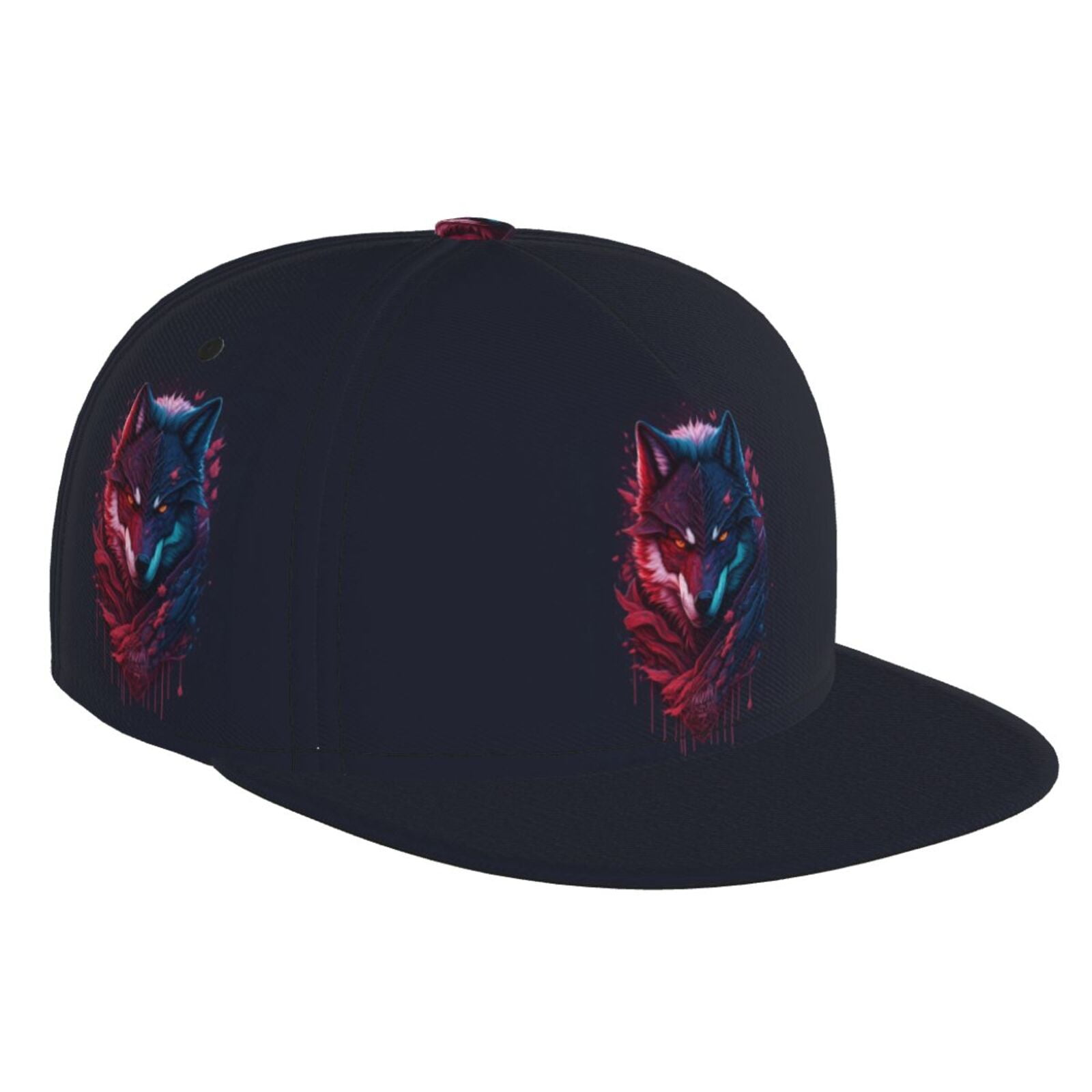 Baseball Cap Cool Wolf Head Flat Brim Hats for Men and Women ...