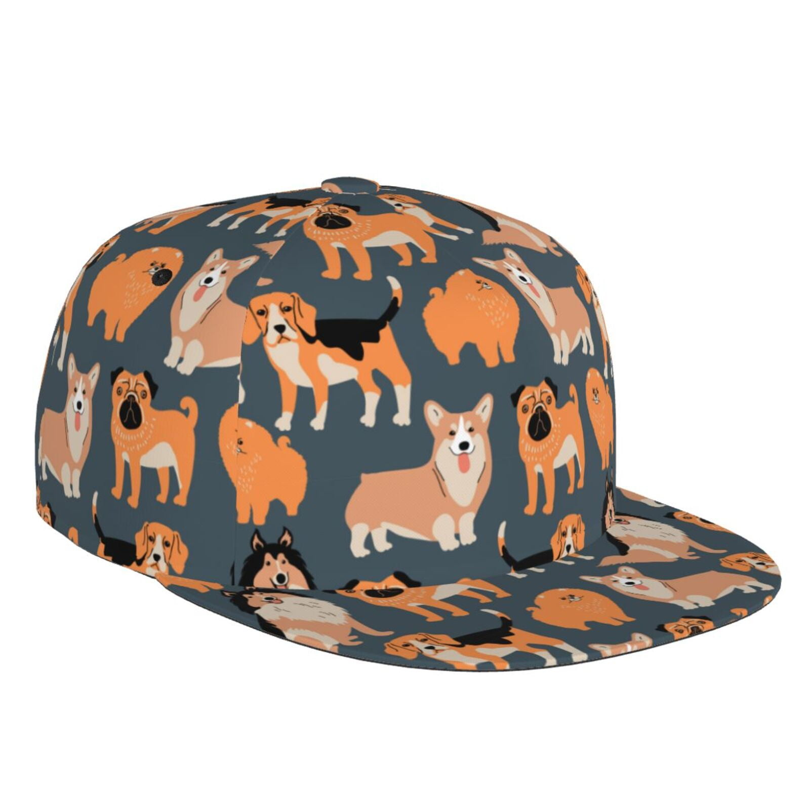 Baseball Cap Corgi Collie Pug Flat Brim Hats for Men and Women ...
