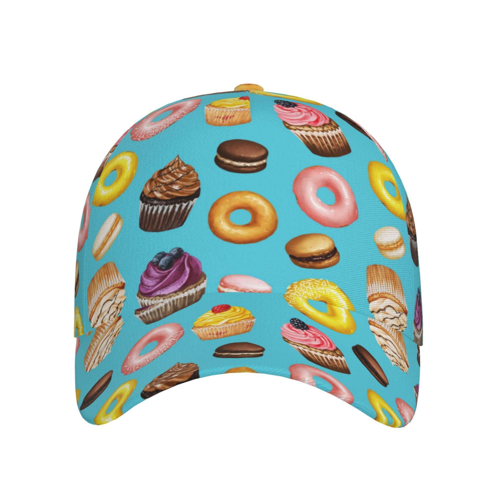 Baseball Cap, Cupcake Donut Macaroon Prints Trucker Hats Women Dad Hat ...
