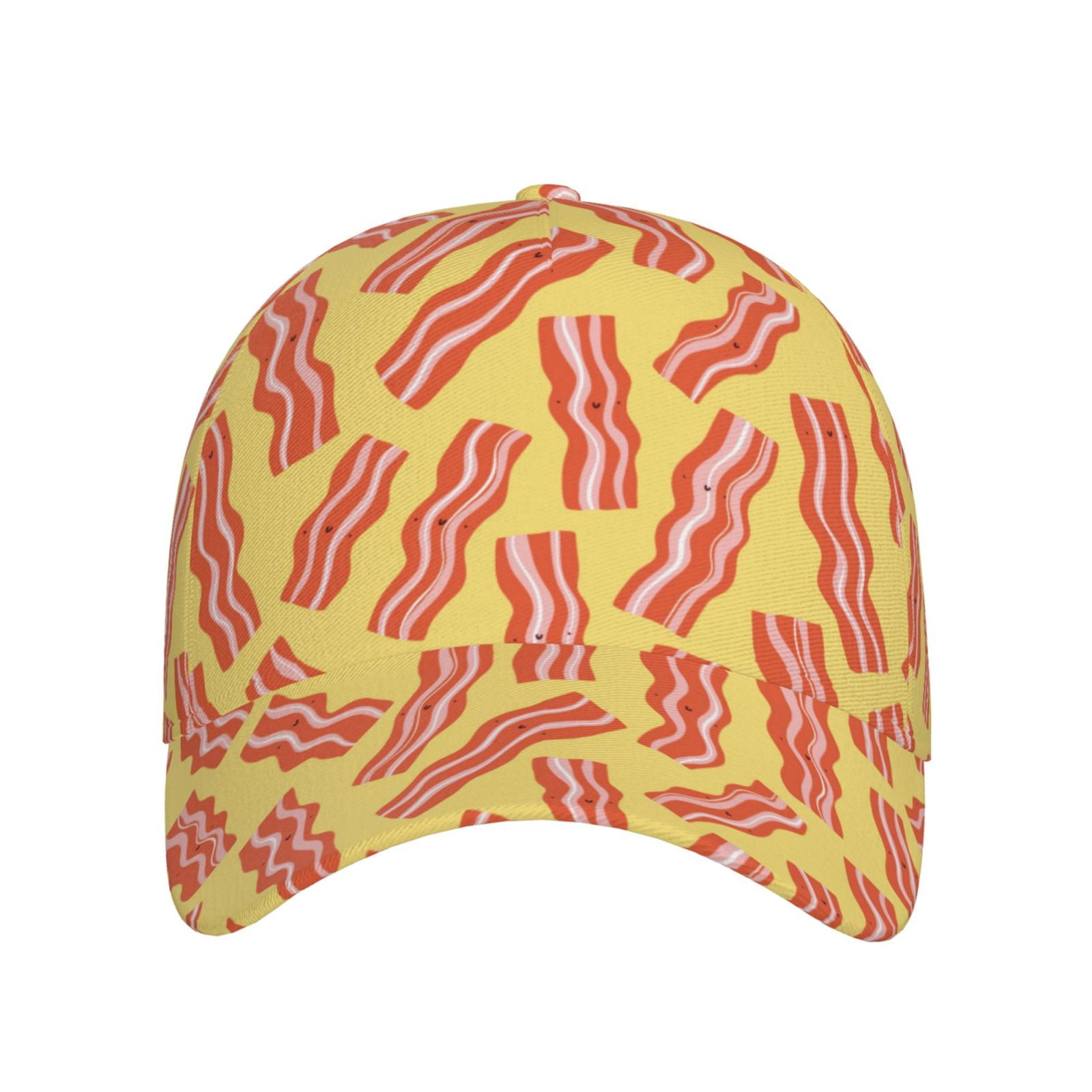Baseball Cap, Cute Bacon Print Yellow Trucker Hats Women Dad Hat For ...