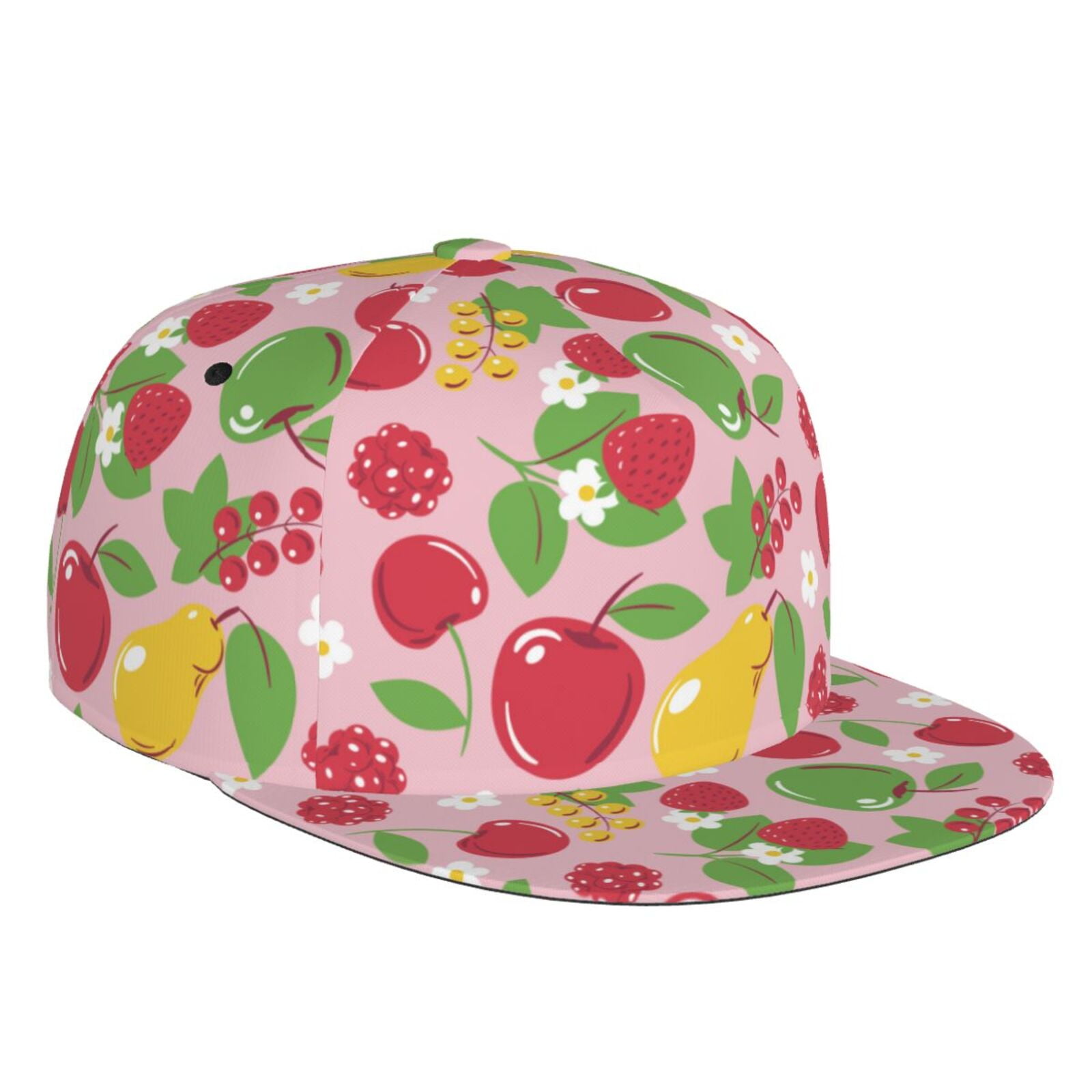 Baseball Cap Cute Berry Flower Fruit Flat Brim Hats for Men and Women ...