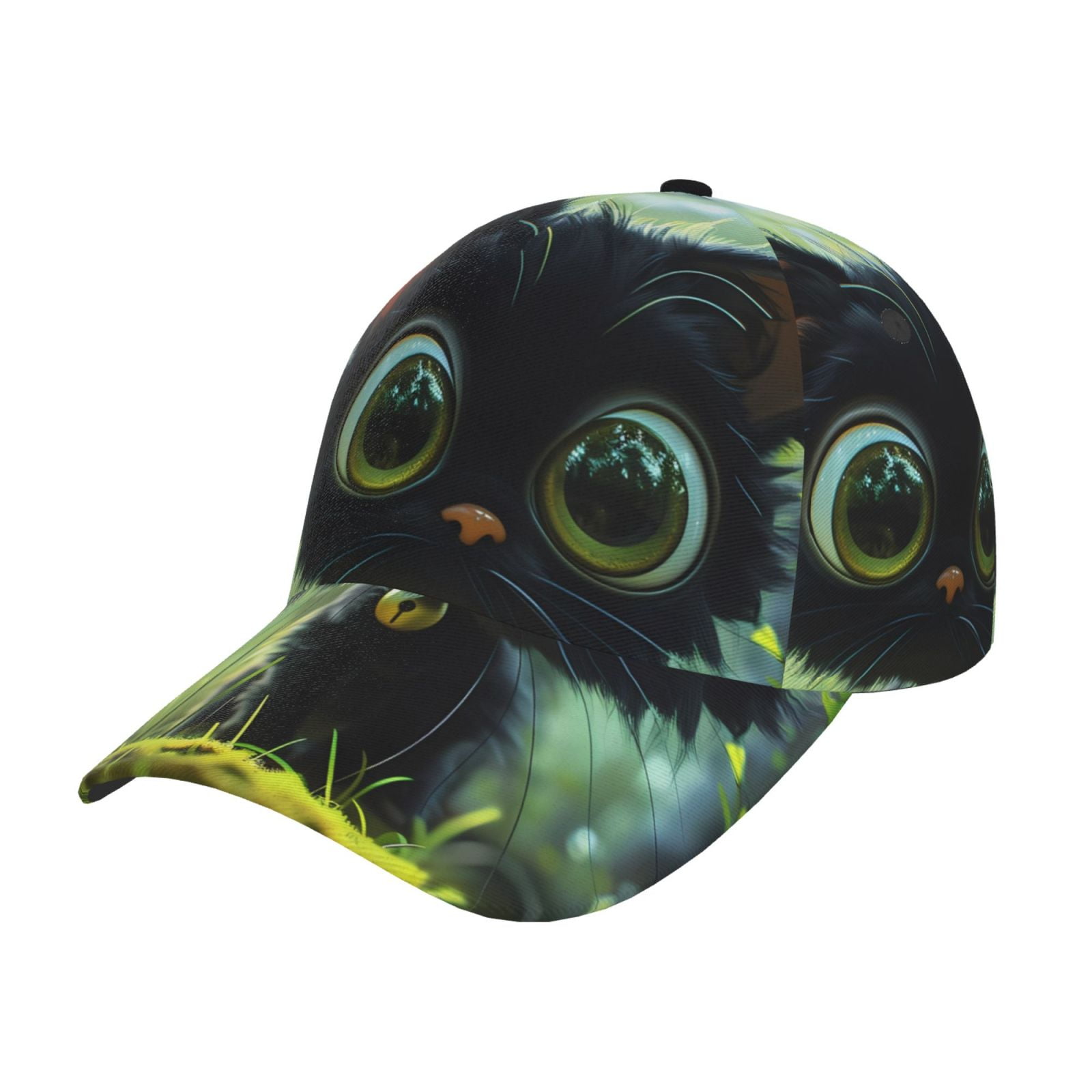 Baseball Cap, Cute Big-Eyed Black Cat Trucker Hats Women Dad Hat for ...