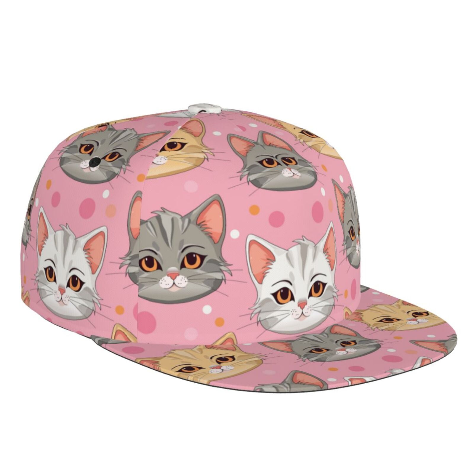 Baseball Cap - Cute Cartoon Cat Face Pink Hats for Men/Women Low ...