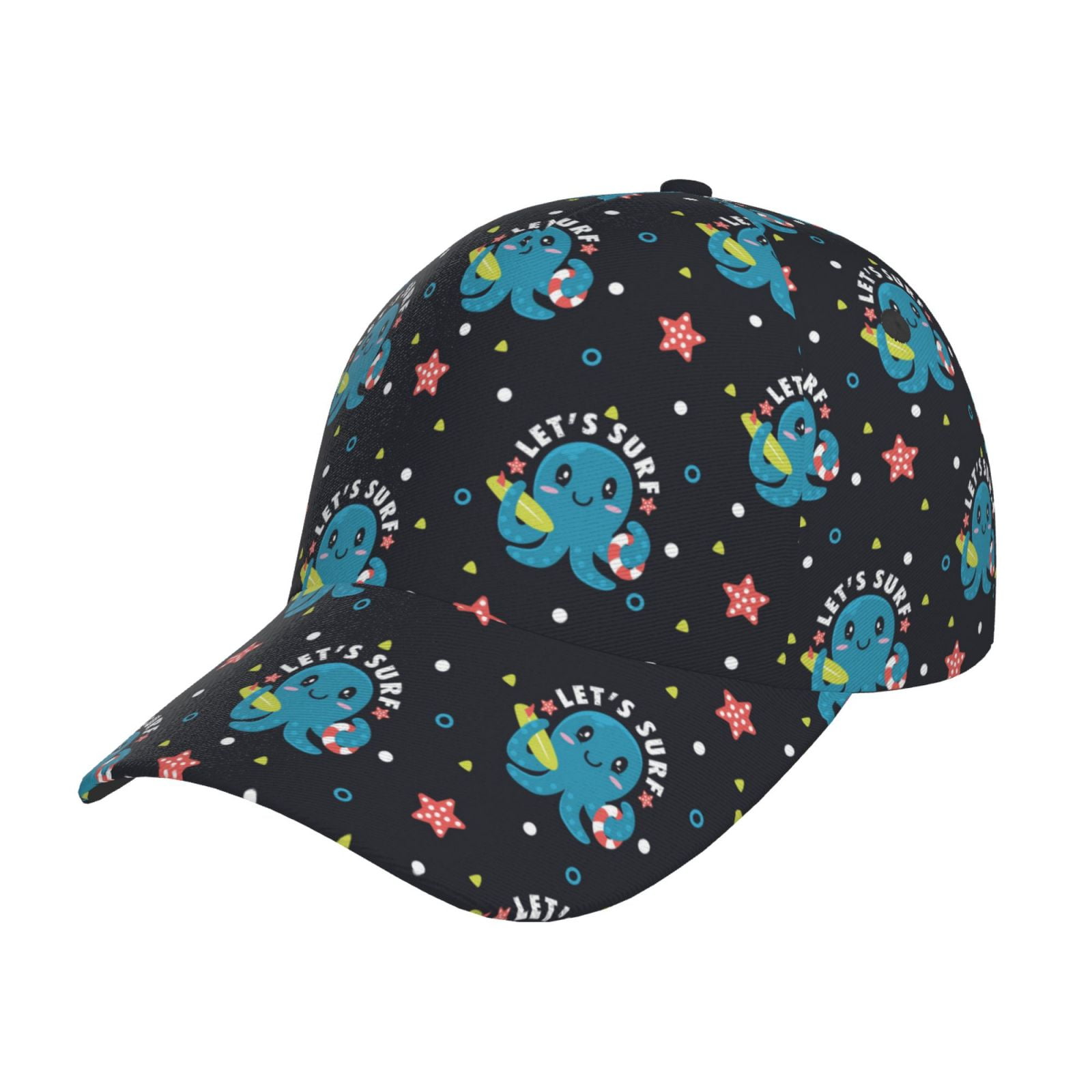 Baseball Cap - Cute Cartoon Octopus Surf Adjustable Size Hats For Men ...