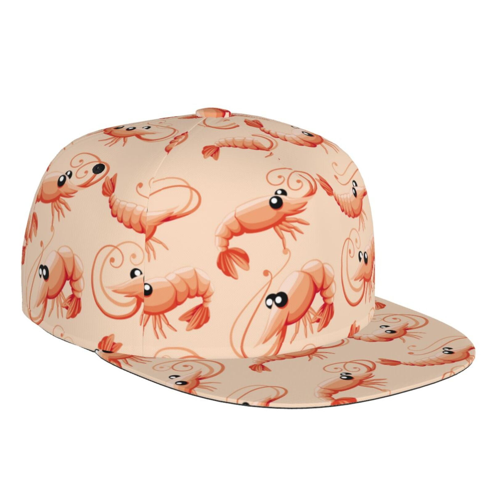 Baseball Cap Cute Cartoon Shrimp Flat Brim Hats for Men and Women ...