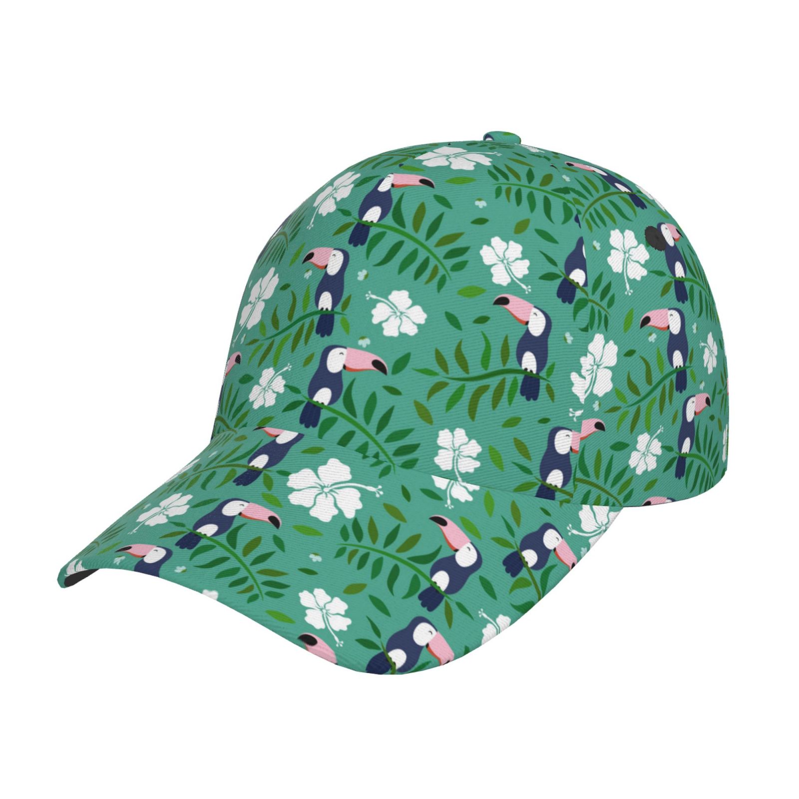 Baseball Cap - Cute Cartoon Toucan Flowers Adjustable Size Hats For Men ...