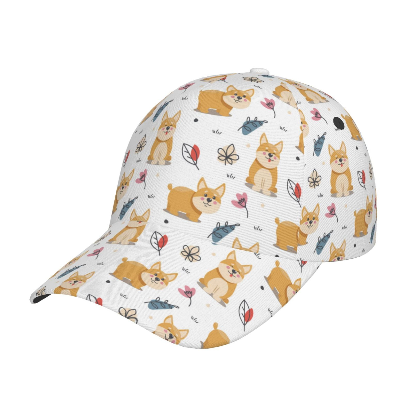 Baseball Cap - Cute Corgi Dog Pink Flower Adjustable Size Hats For Men ...