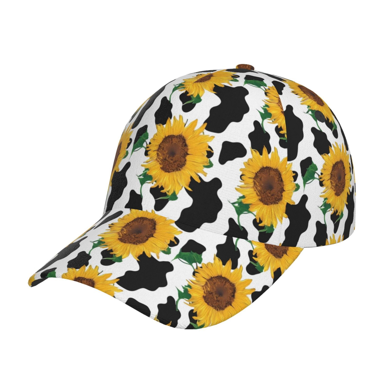 Baseball Cap - Cute Cow Print Sunflower B Adjustable Size Hats For Men ...
