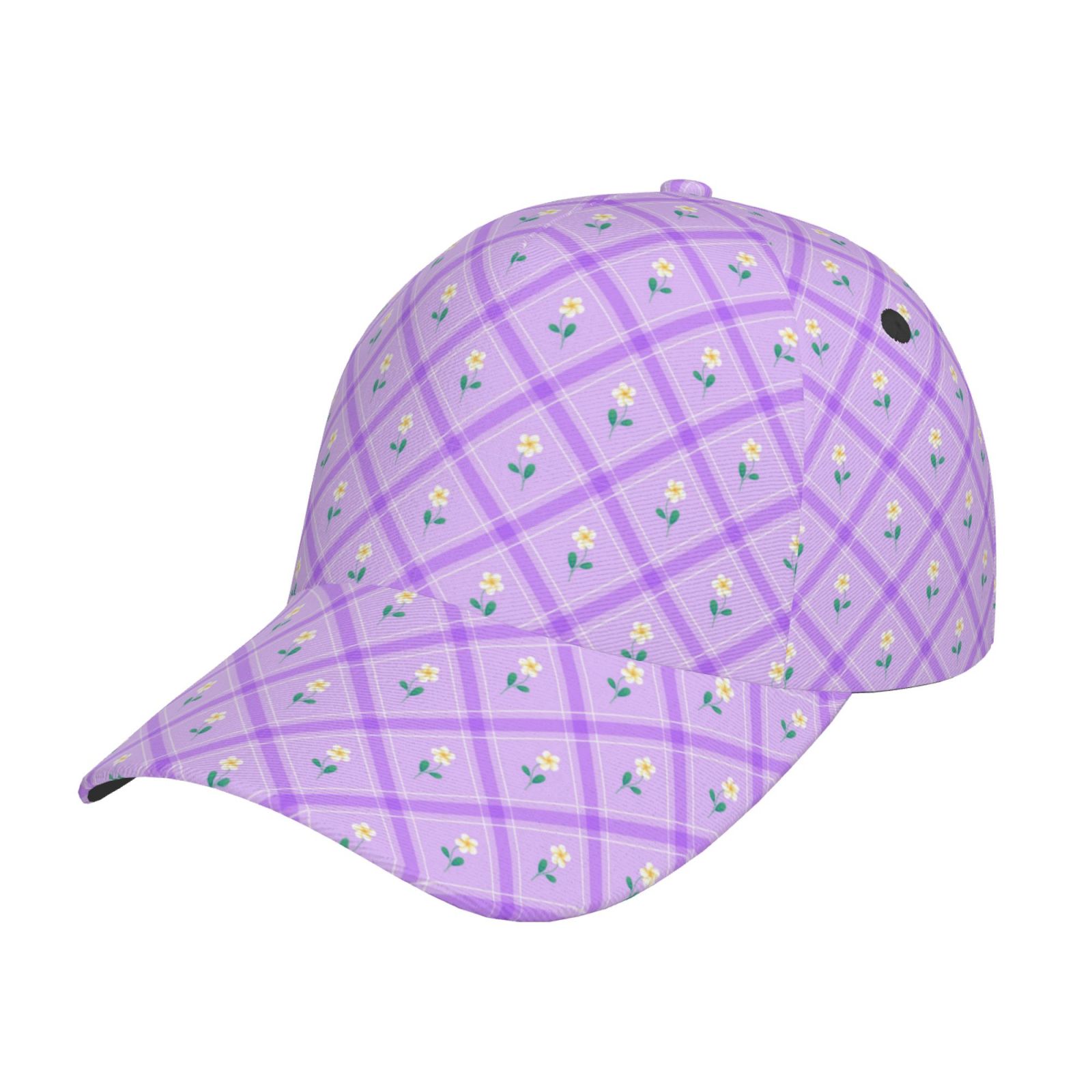 Baseball Cap, Cute Frangipani Lilac Checkered Sun Hats for Men Women ...