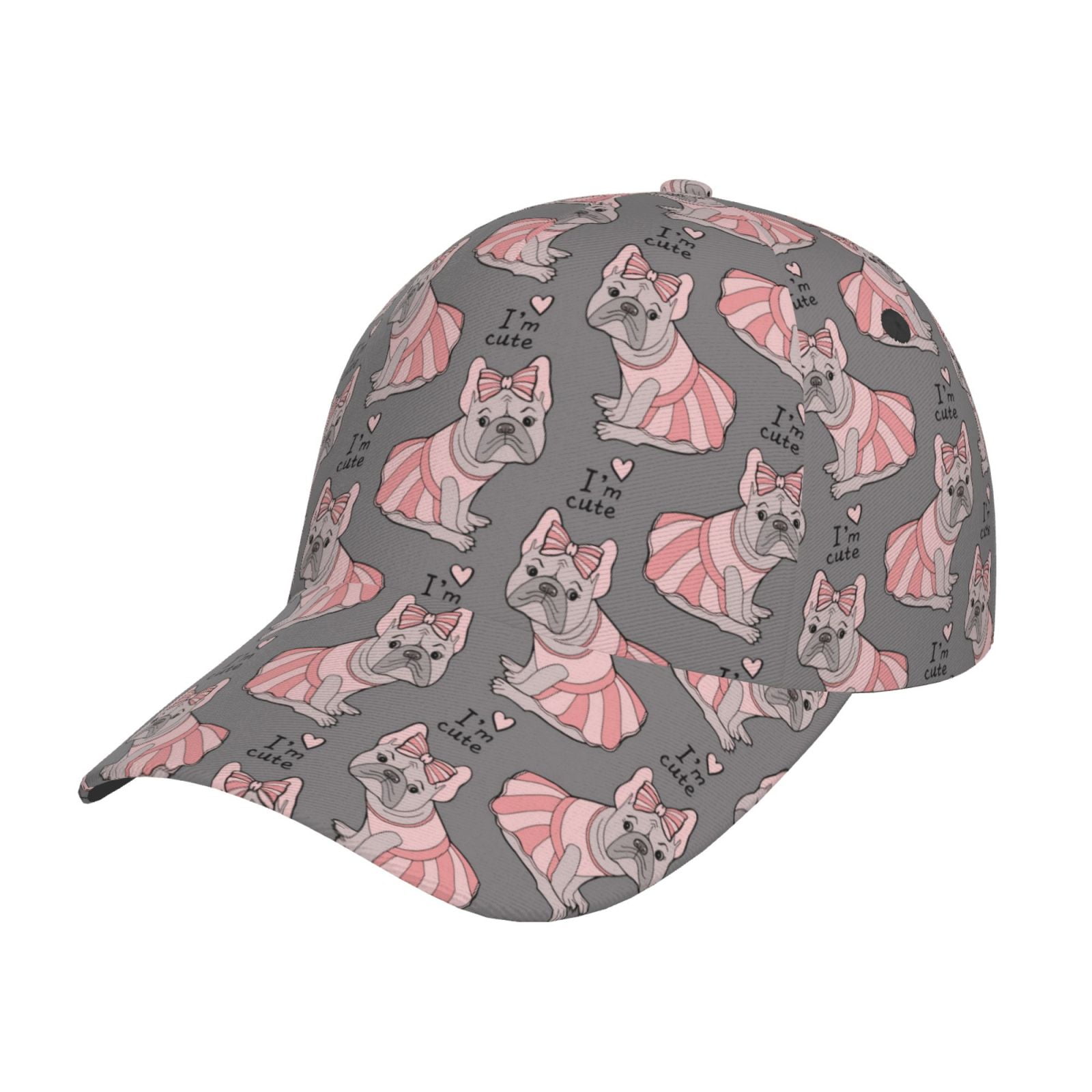 Baseball Cap, Cute French Bulldog Pink Skirt Hats For Men Women Low ...