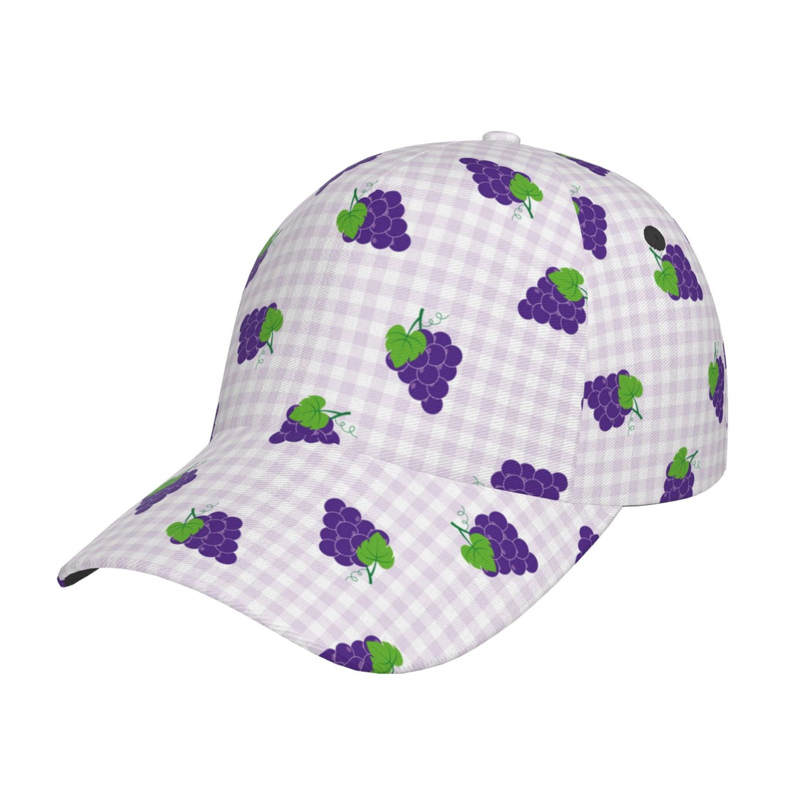 Baseball Cap - Cute Grape Plaid Adjustable Size Hats For Men And Women ...