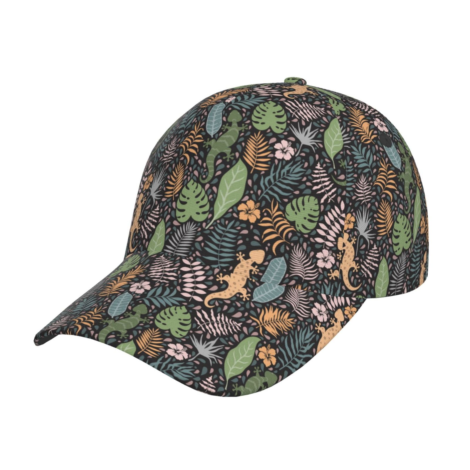 Baseball Cap, Cute Lizard Gecko Tropical Plant Sun Hats For Men Women ...