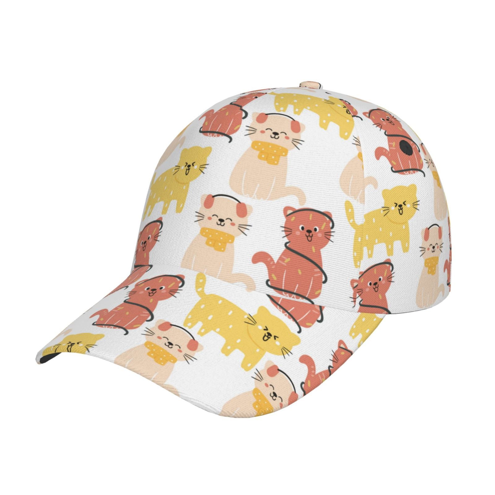Baseball Cap - Cute Painted Cartoon Cat Adjustable Size Hats For Men ...