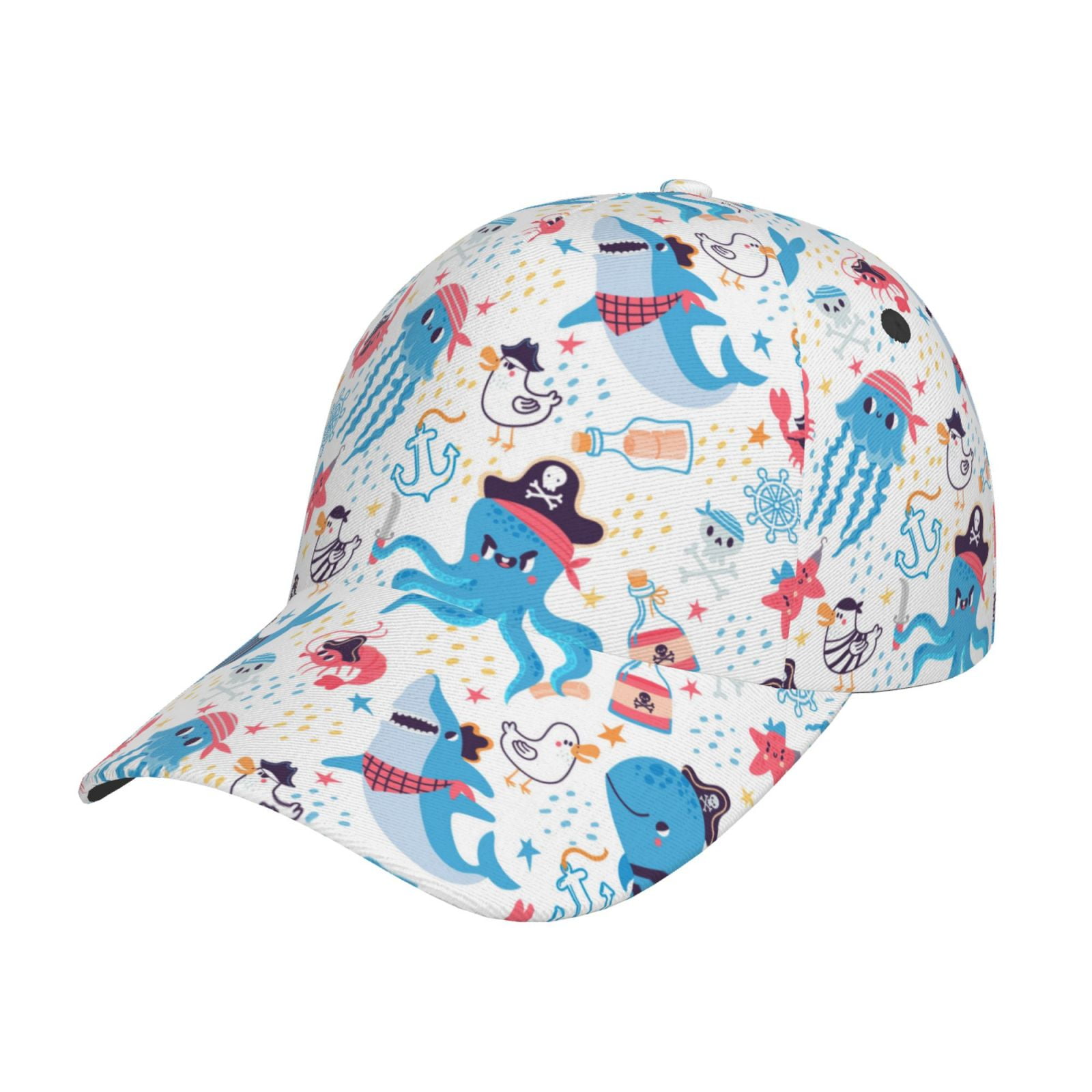 Baseball Cap - Cute Pirate Shark Whale Octopus Adjustable Size Hats For ...