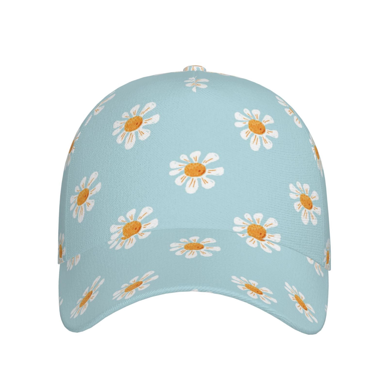 Baseball Cap, Daisies Flowers Light Blue Trucker Hats Women Dad Hat For ...
