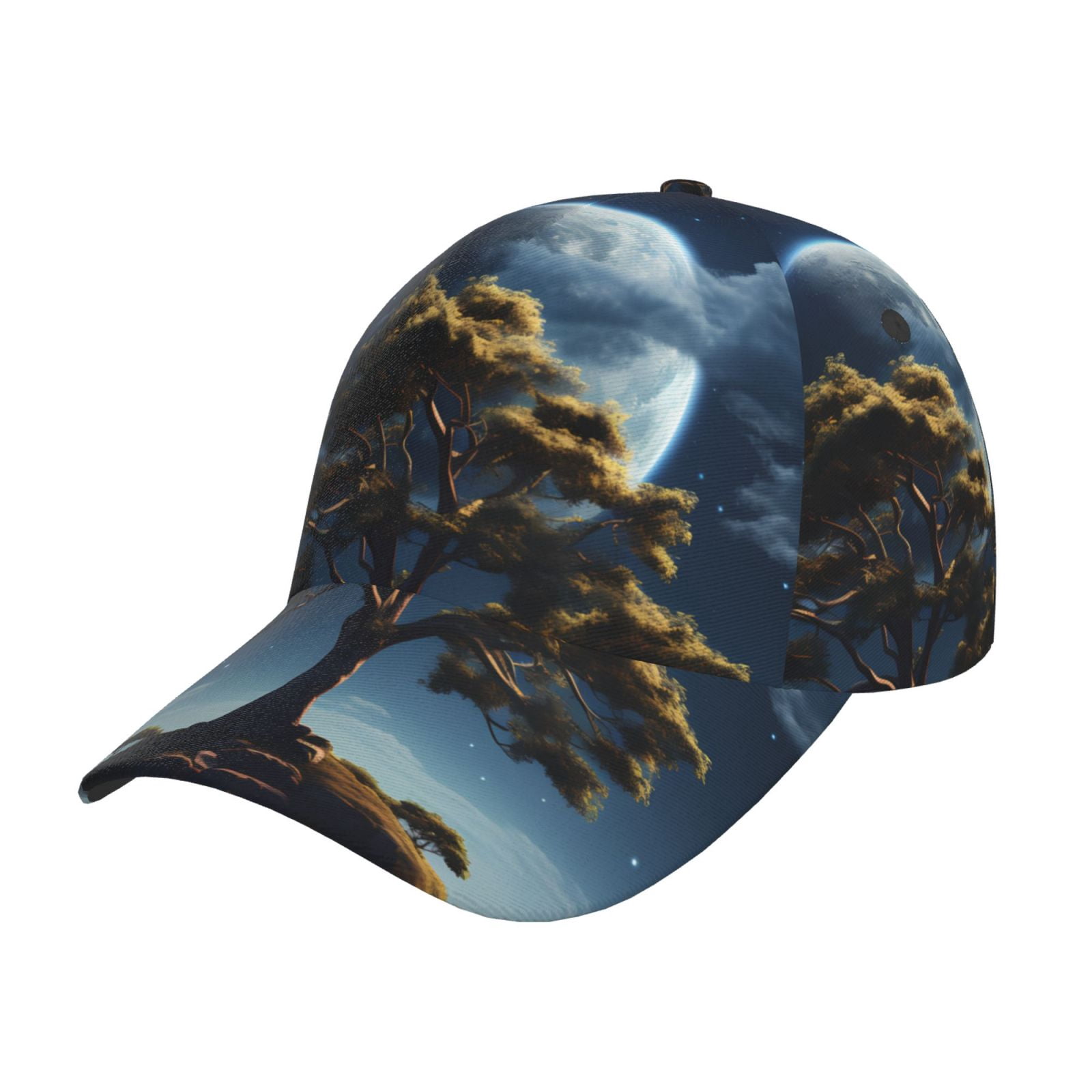 Baseball Cap, Deep Blue Starry Sky Moon Tree Sun Hats for Men Women ...