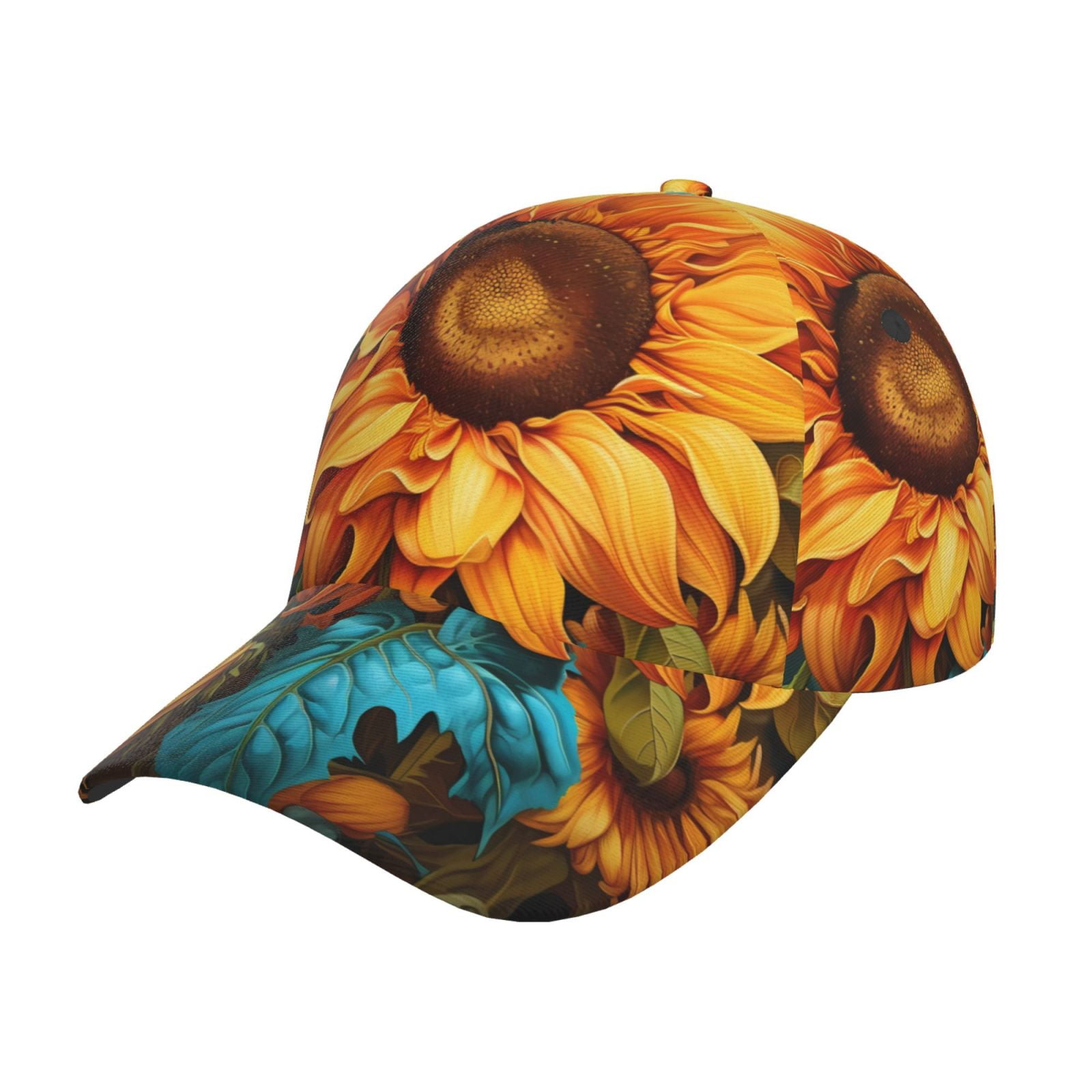 Baseball Cap - Deep Yellow Colorful Sunflower Adjustable Size Hats for ...