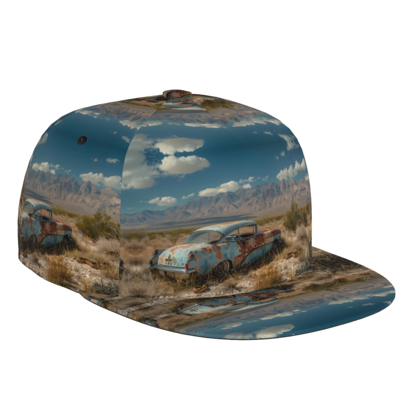 Baseball Cap Deserted Classic Car Landscape Flat Brim Hats for Men and ...