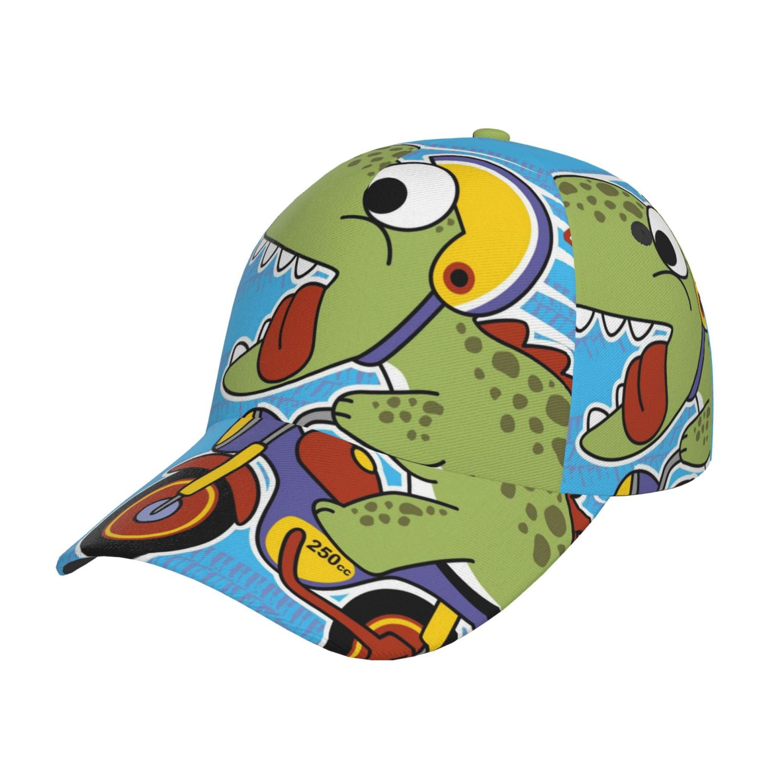 Baseball Cap - Dinosaur Riding A Motorcycle Adjustable Size Hats For ...