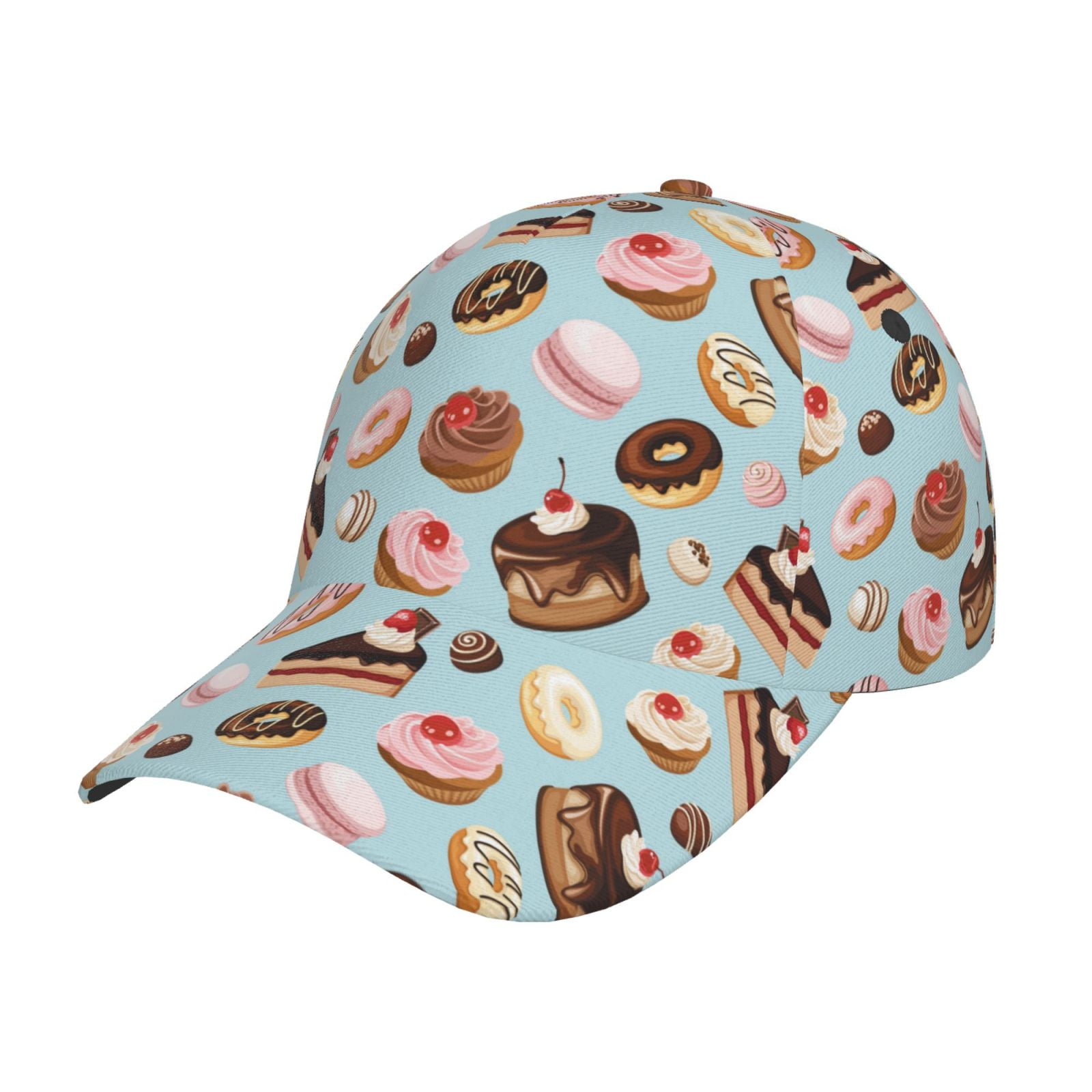 Baseball Cap, Donut Cake Print Hats For Men Women Low Profile Classic ...