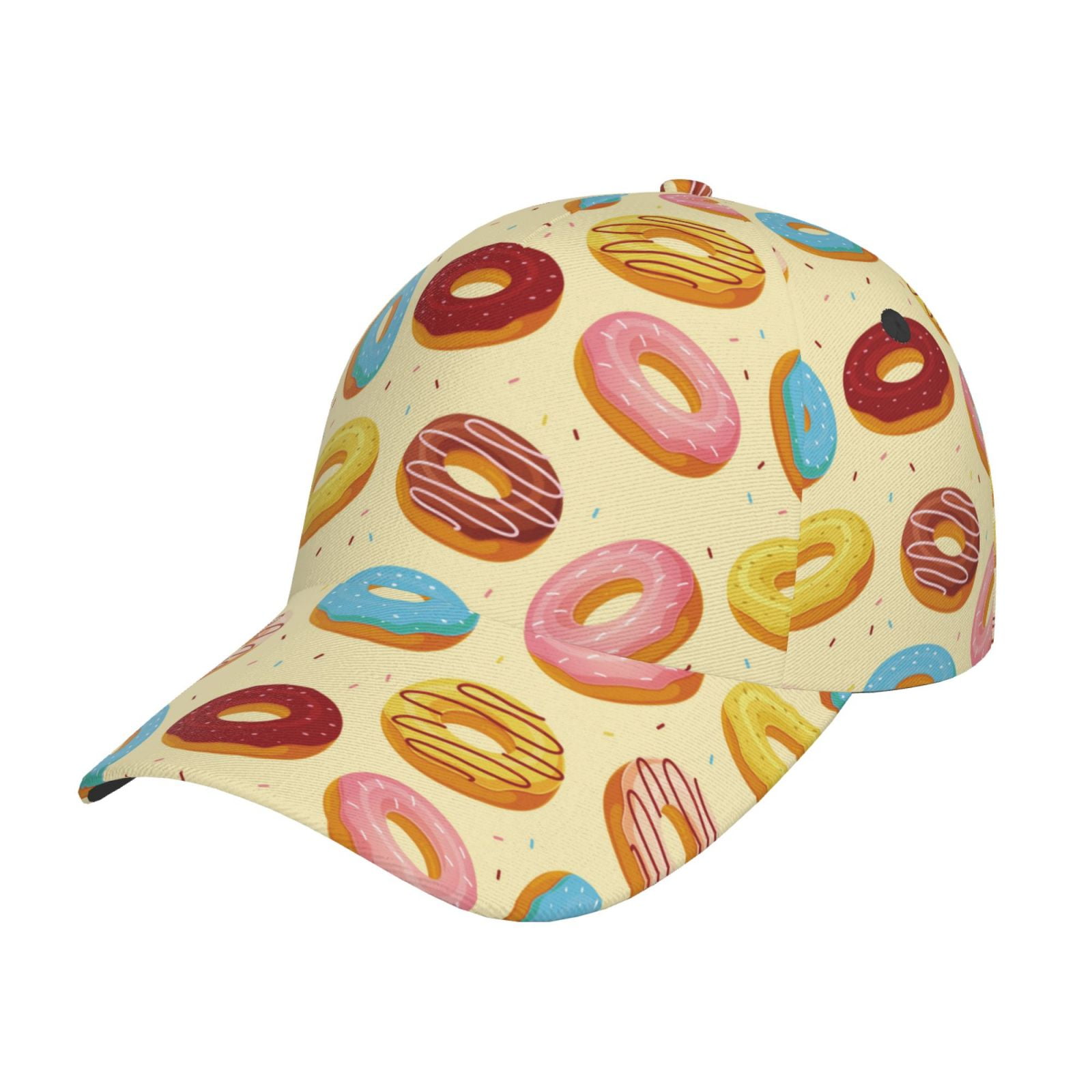 Baseball Cap, Donut Print Light Yellow Sun Hats For Men Women ...