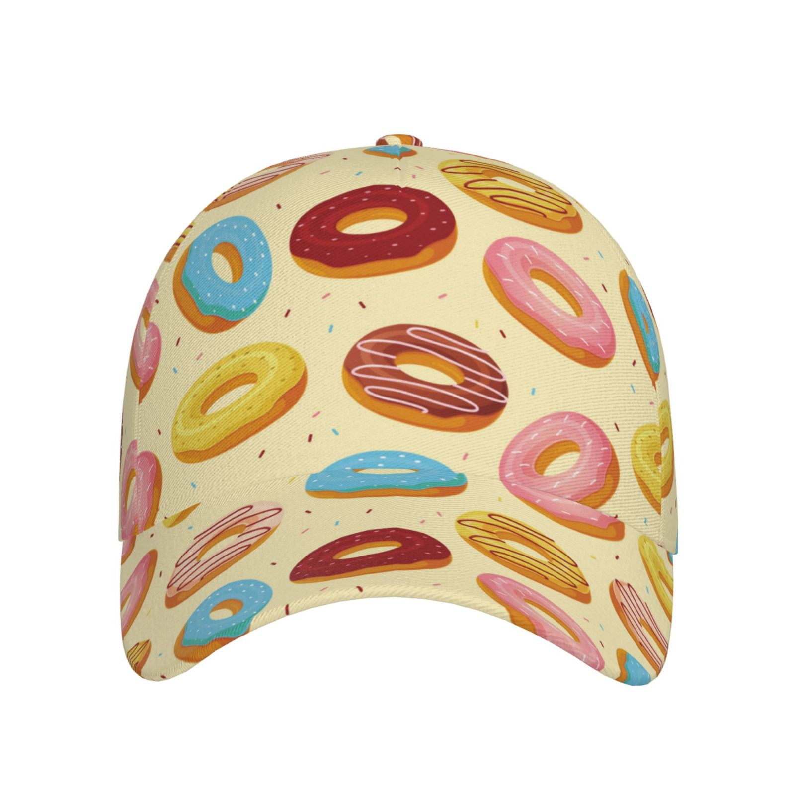 Baseball Cap, Donut Print Light Yellow Trucker Hats Women Dad Hat For ...