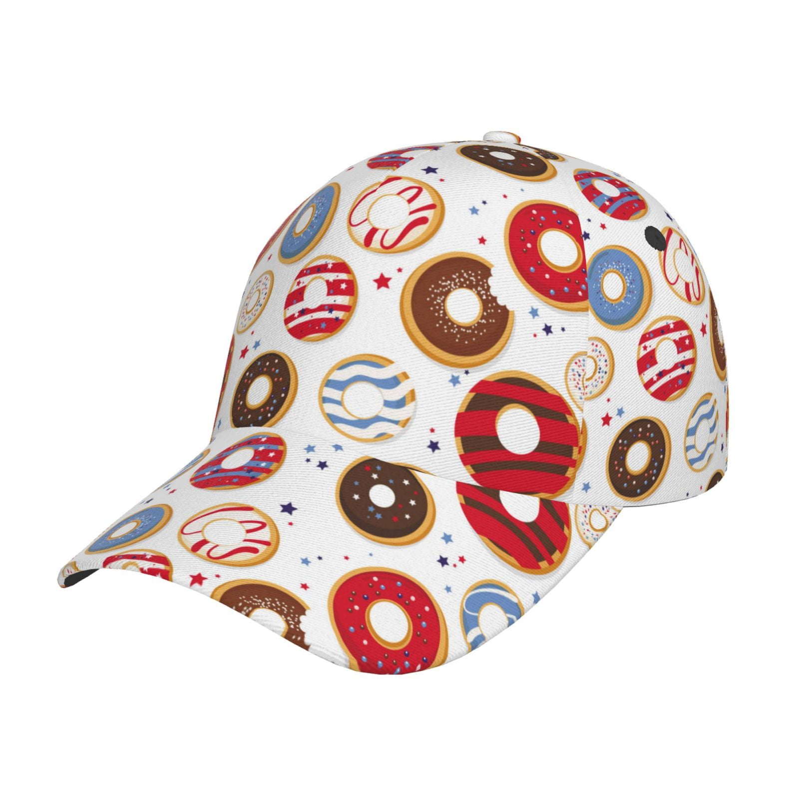 Baseball Cap - Donut Print With Stars Adjustable Size Hats For Men And ...