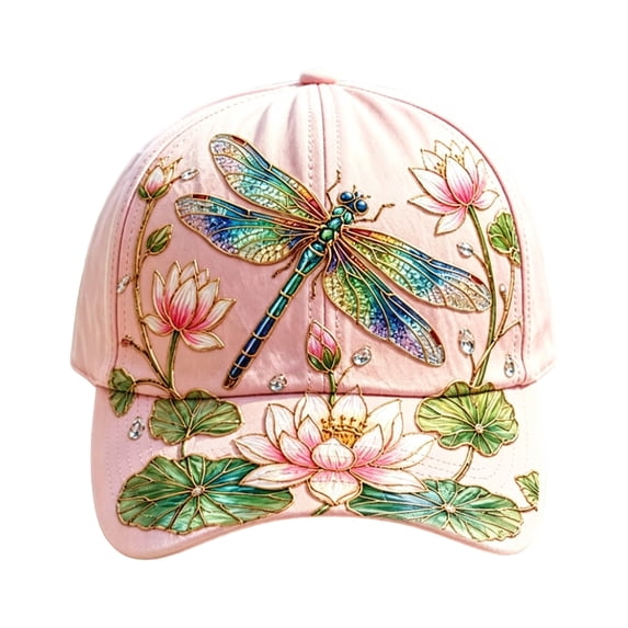 Baseball Cap with Dragonfly and Lotus Flower 2D Digital Print ...