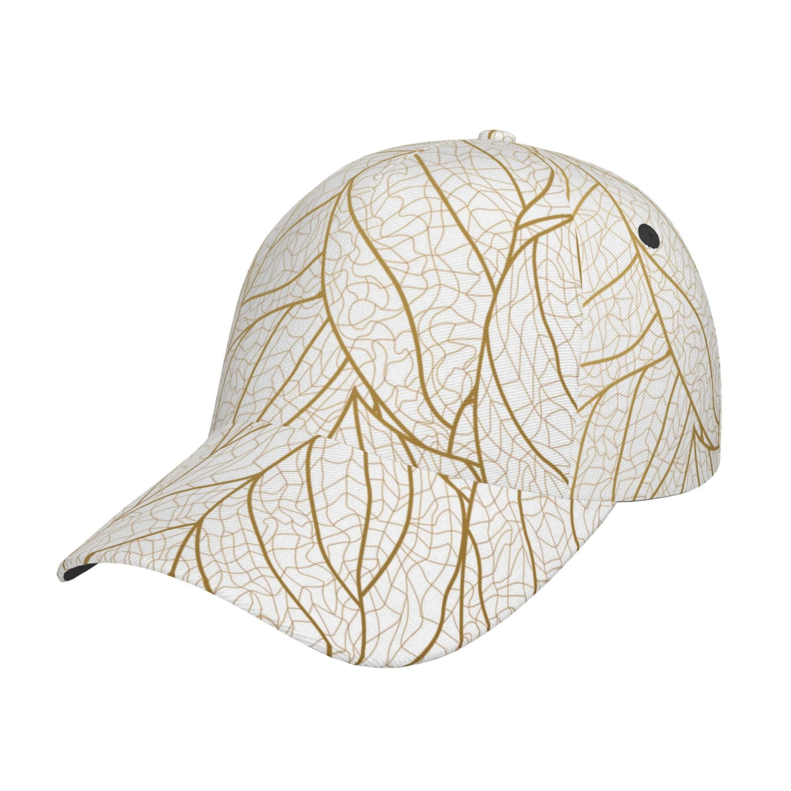 Baseball Cap, Elegant Gold Leaf Pattern Trucker Hats Women Dad Hat for ...