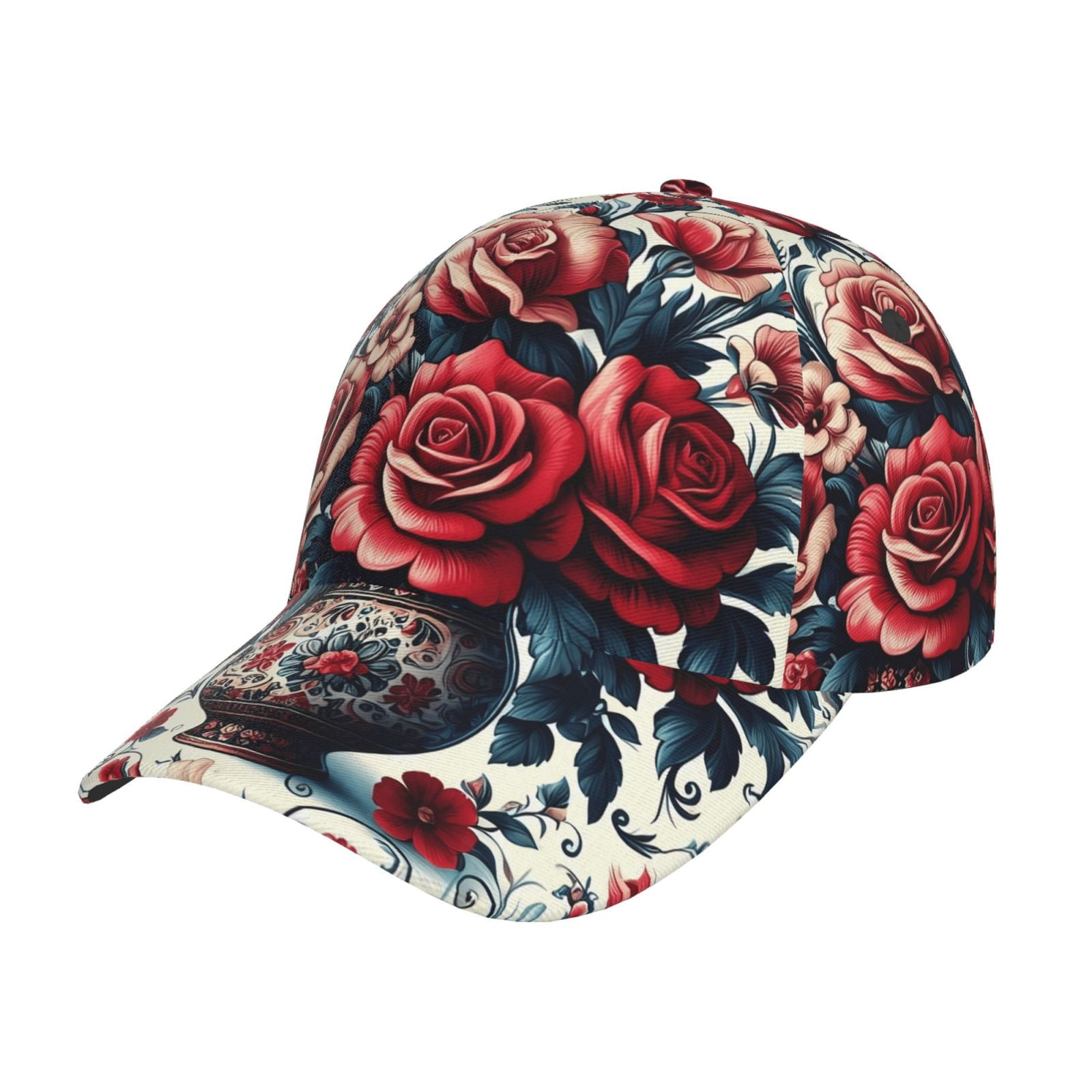 Baseball Cap - Elegant Rose Floral Vase Adjustable Size Hats For Men ...