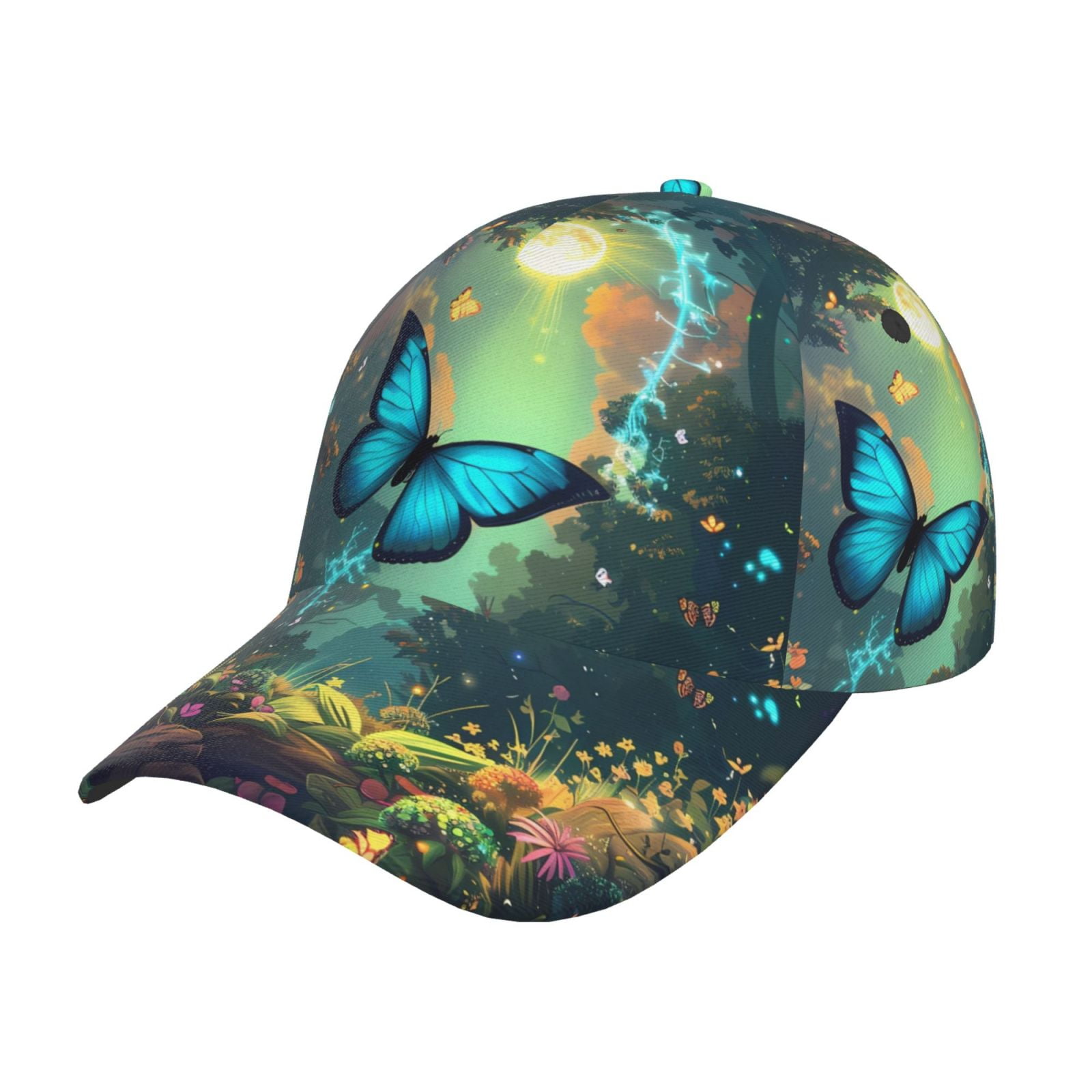 Baseball Cap - Enchanted Forest Butterfly A Adjustable Size Hats For ...