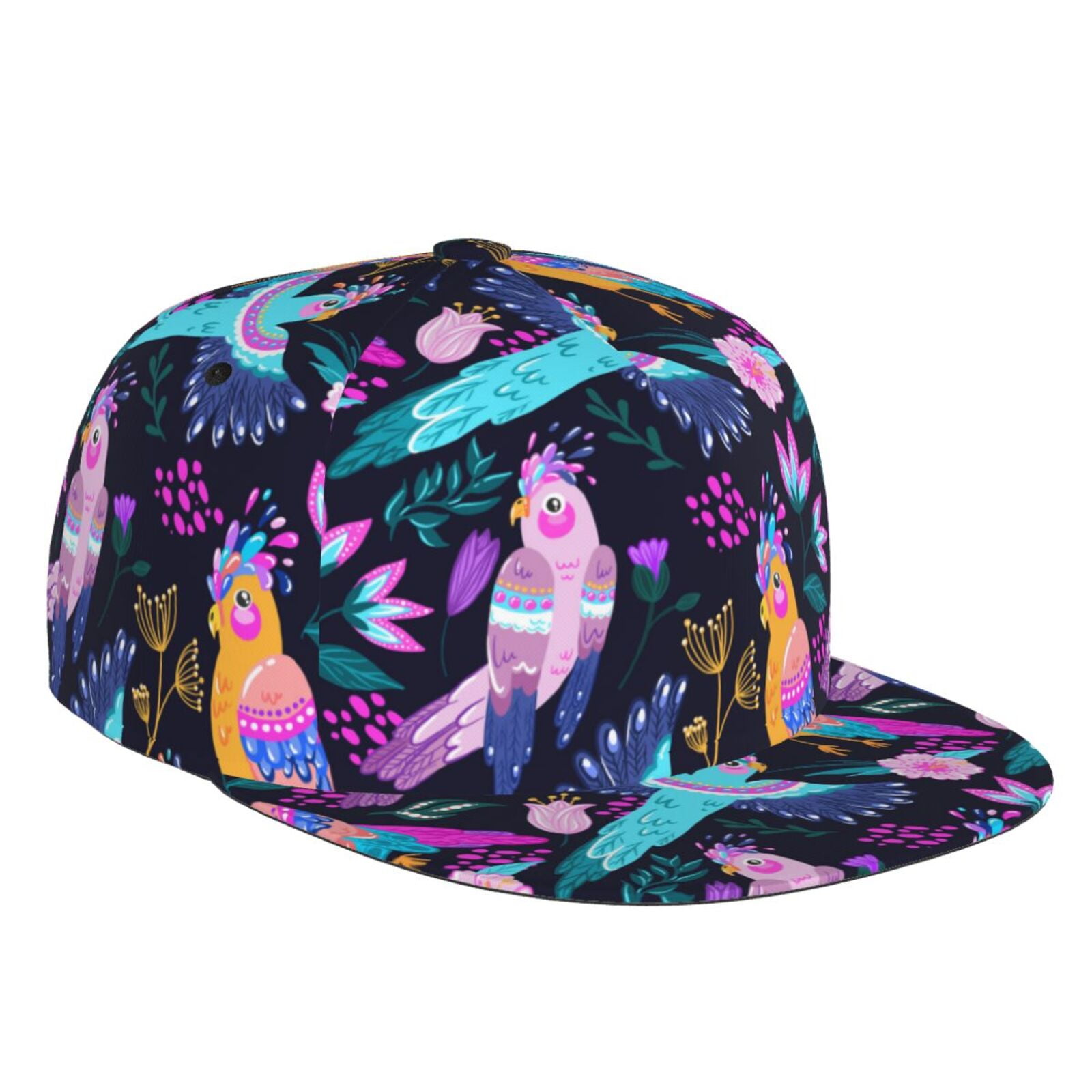 Baseball Cap Exotic Multicolor Cockatoo Parrot Flat Brim Hats for Men ...
