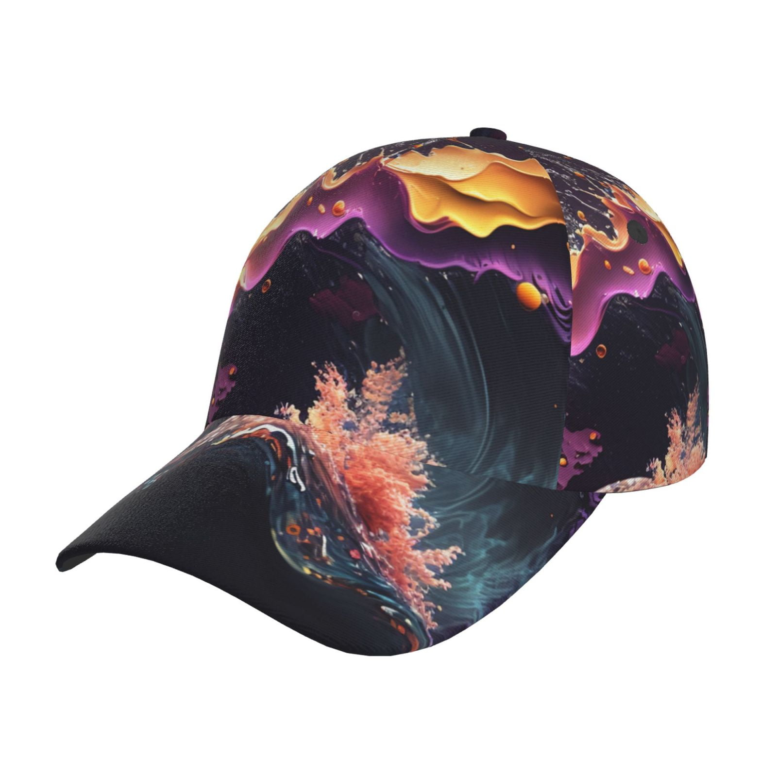 Baseball Cap - Explosive Fluid Splash Art Adjustable Size Hats For Men ...